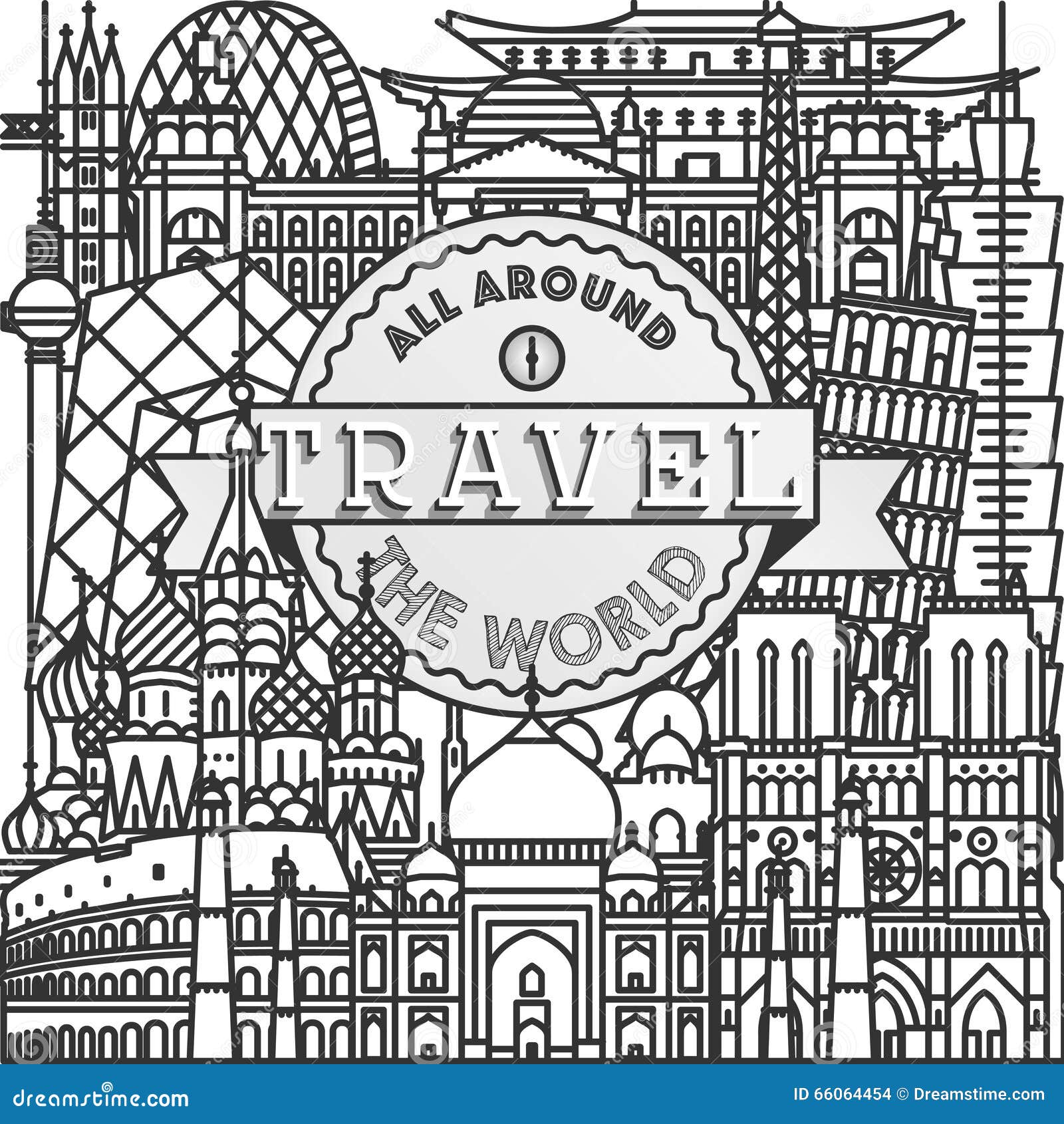 Vector Travel All Around the World Poster Stock Vector - Illustration ...