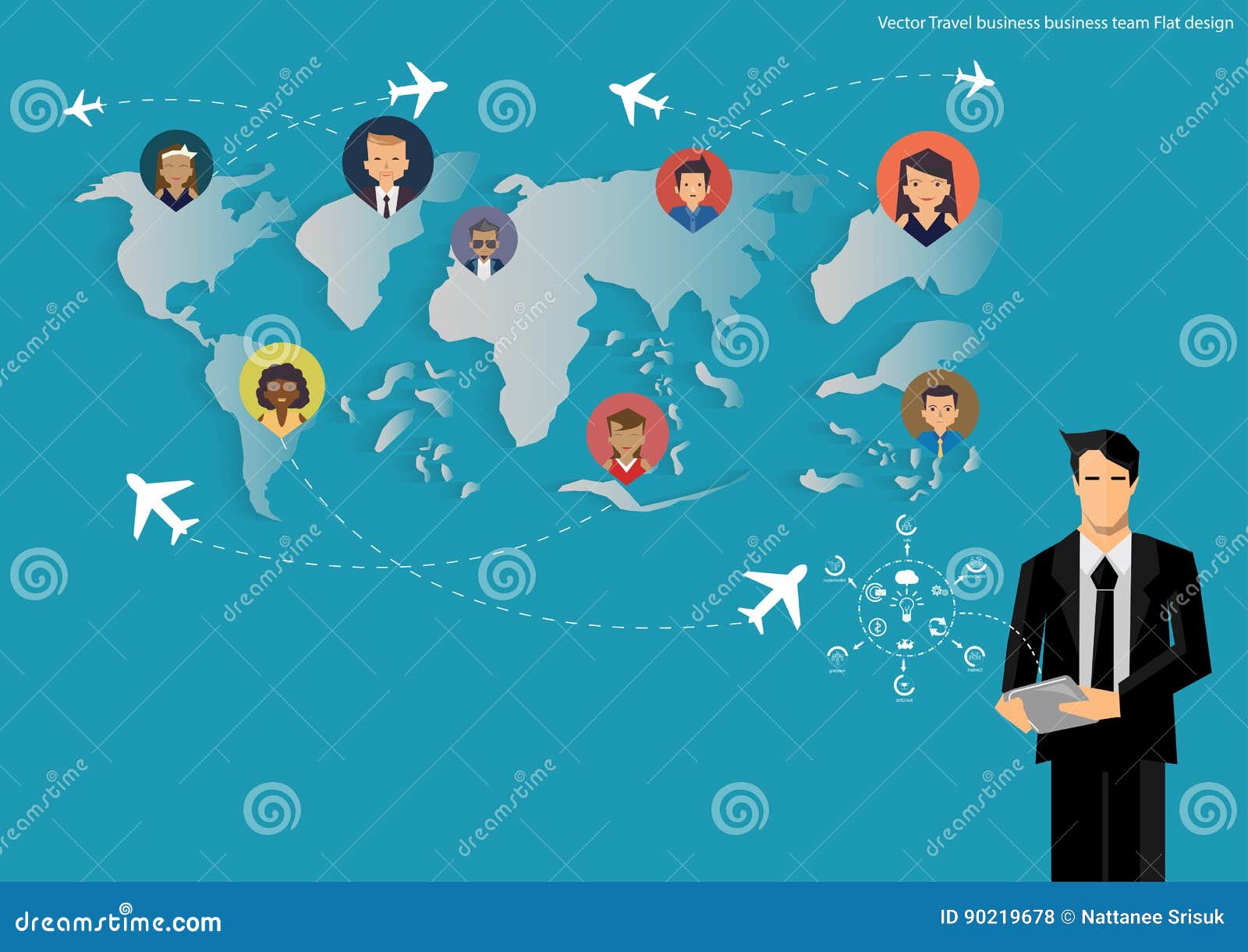 Vector Travel Business, Business Team. Flat Design. Stock Vector ...