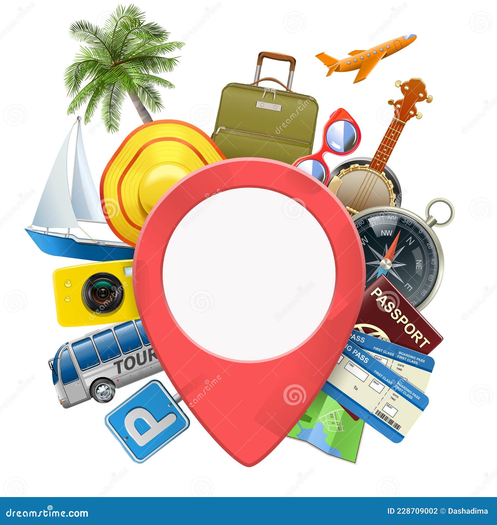 Vector Travel Concept with Pick Point Stock Vector - Illustration of ...
