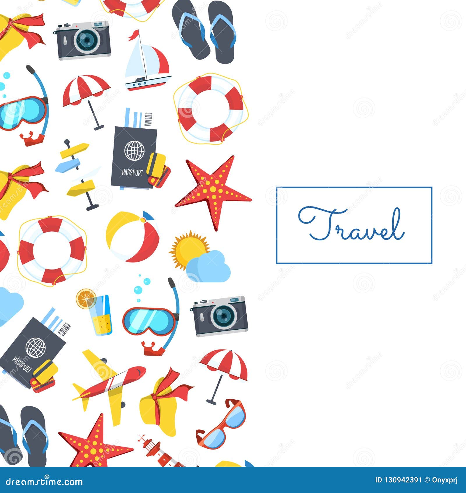 Vector Travel Elements Background with Place for Text Illustration ...