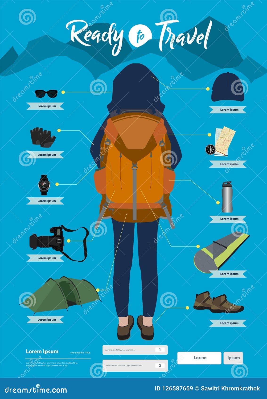 Vector Travel Items and Objects Stock Vector - Illustration of hike ...
