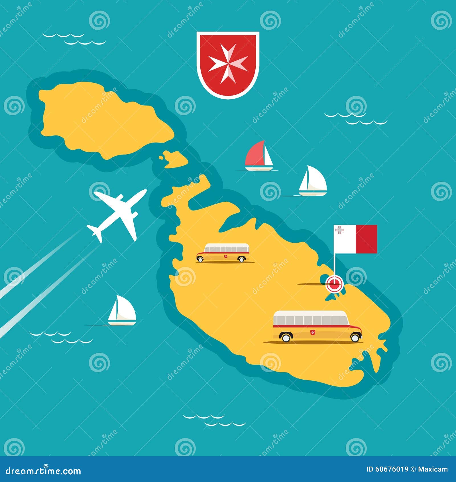 Travel To Malta Pop-under Banner. Trip Banner With Passport, Tickets ...