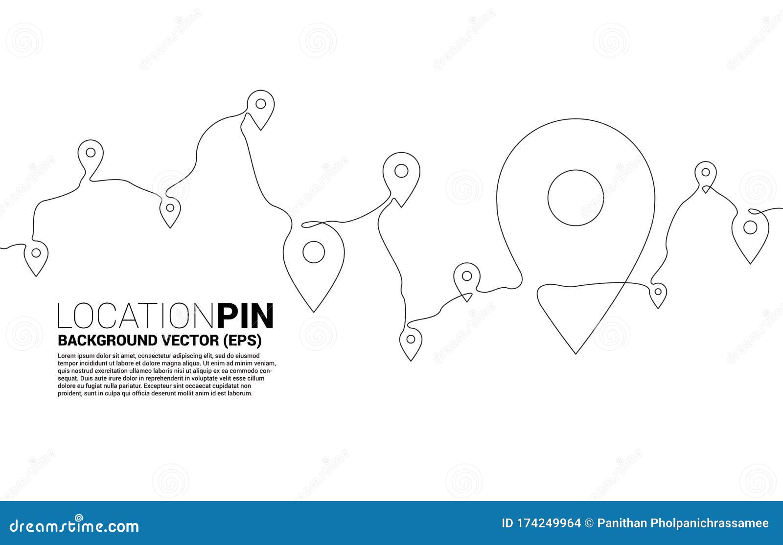 Vector Travel Network Pin Mark from Single Line. Stock Illustration ...
