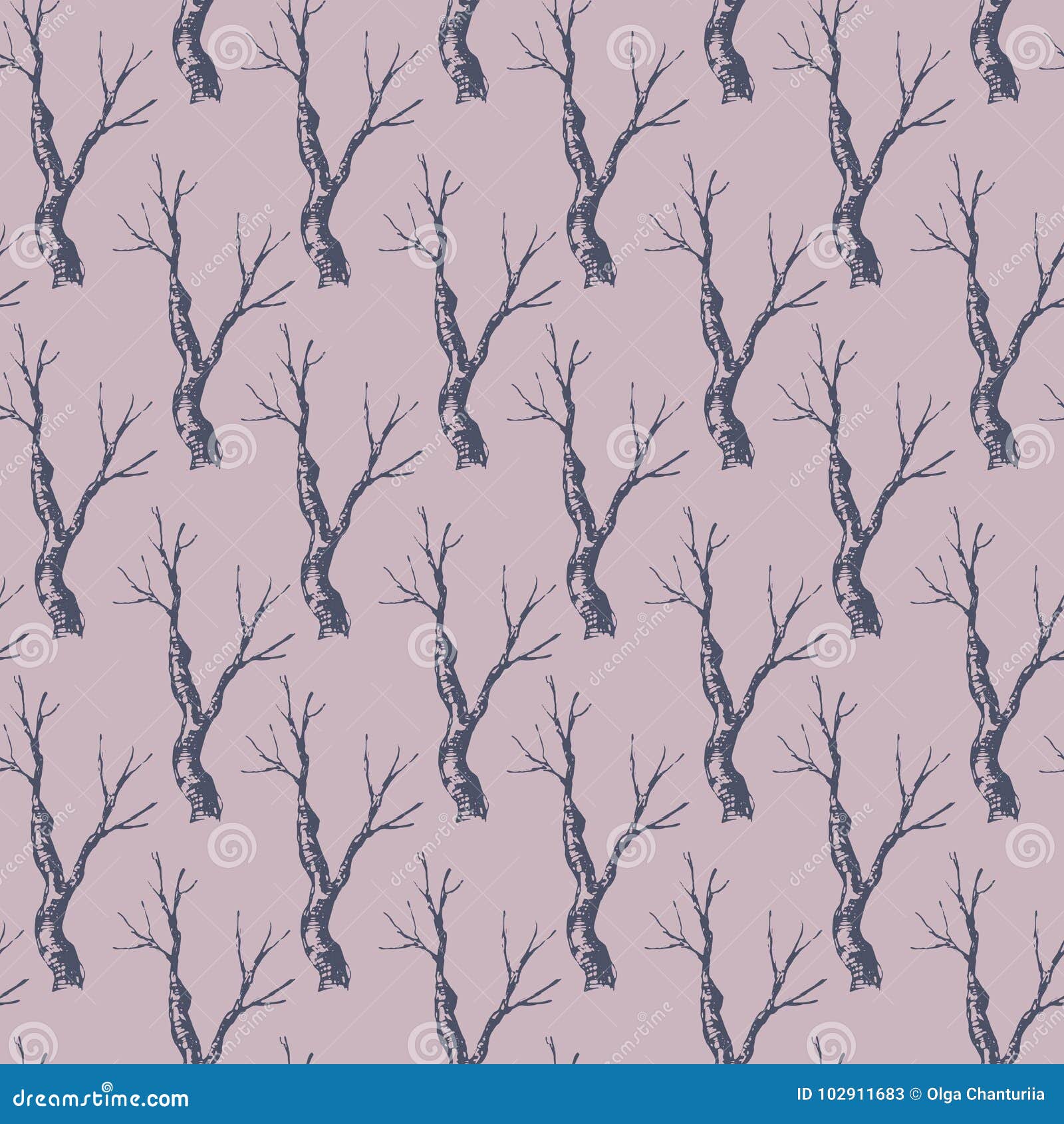 Vector Tree Branches Seamless Pattern Stock Vector - Illustration of ...