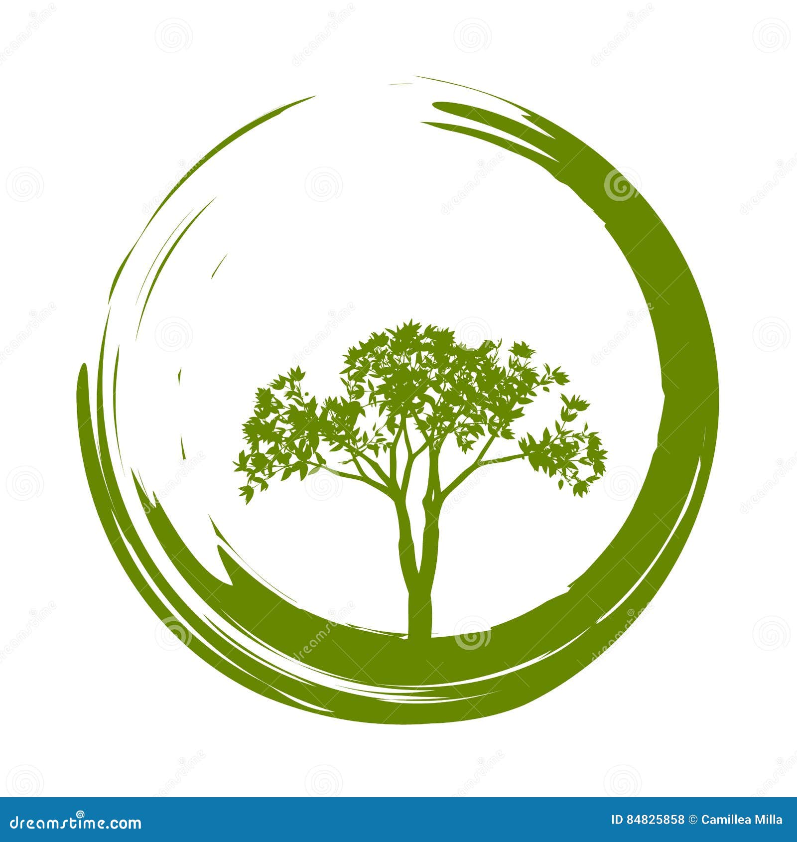 Vector Tree and Enso Zen Circle Illustration Stock Vector ...