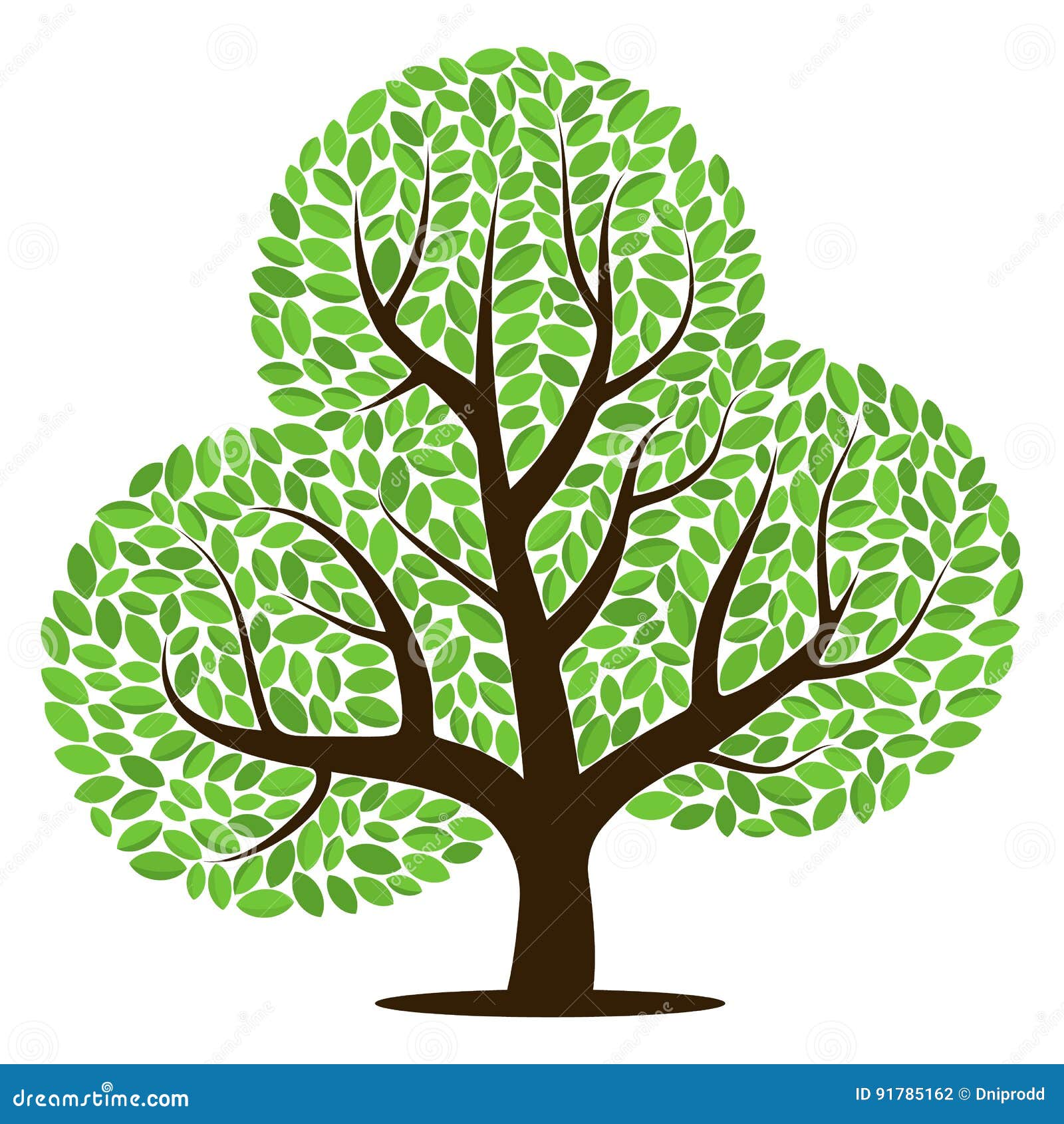 Vector Tree with Green Leaves Stock Vector - Illustration of leave ...