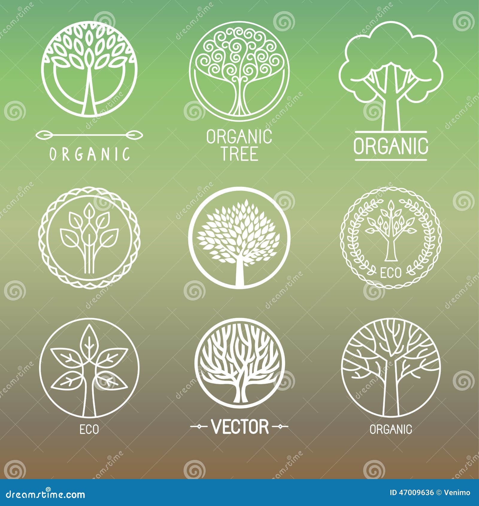 Vector Tree Logos and Badges Stock Vector - Illustration of label ...