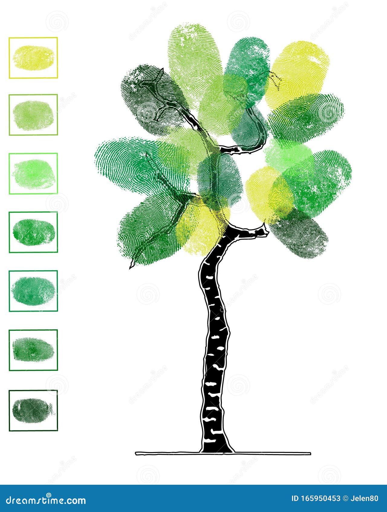 Set Of Individual Fingerprints For Personal Identification. Vector ...