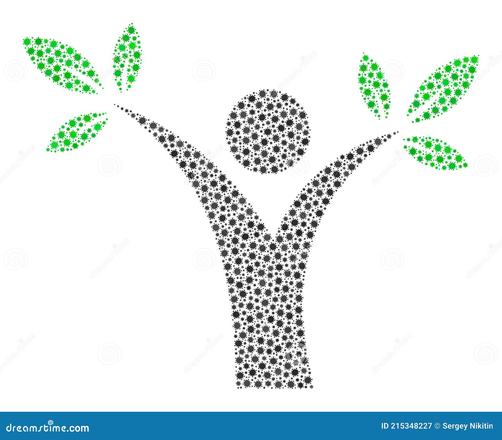 Tree Man Mosaic Icon with Covid Virus Infection Items Stock Vector ...