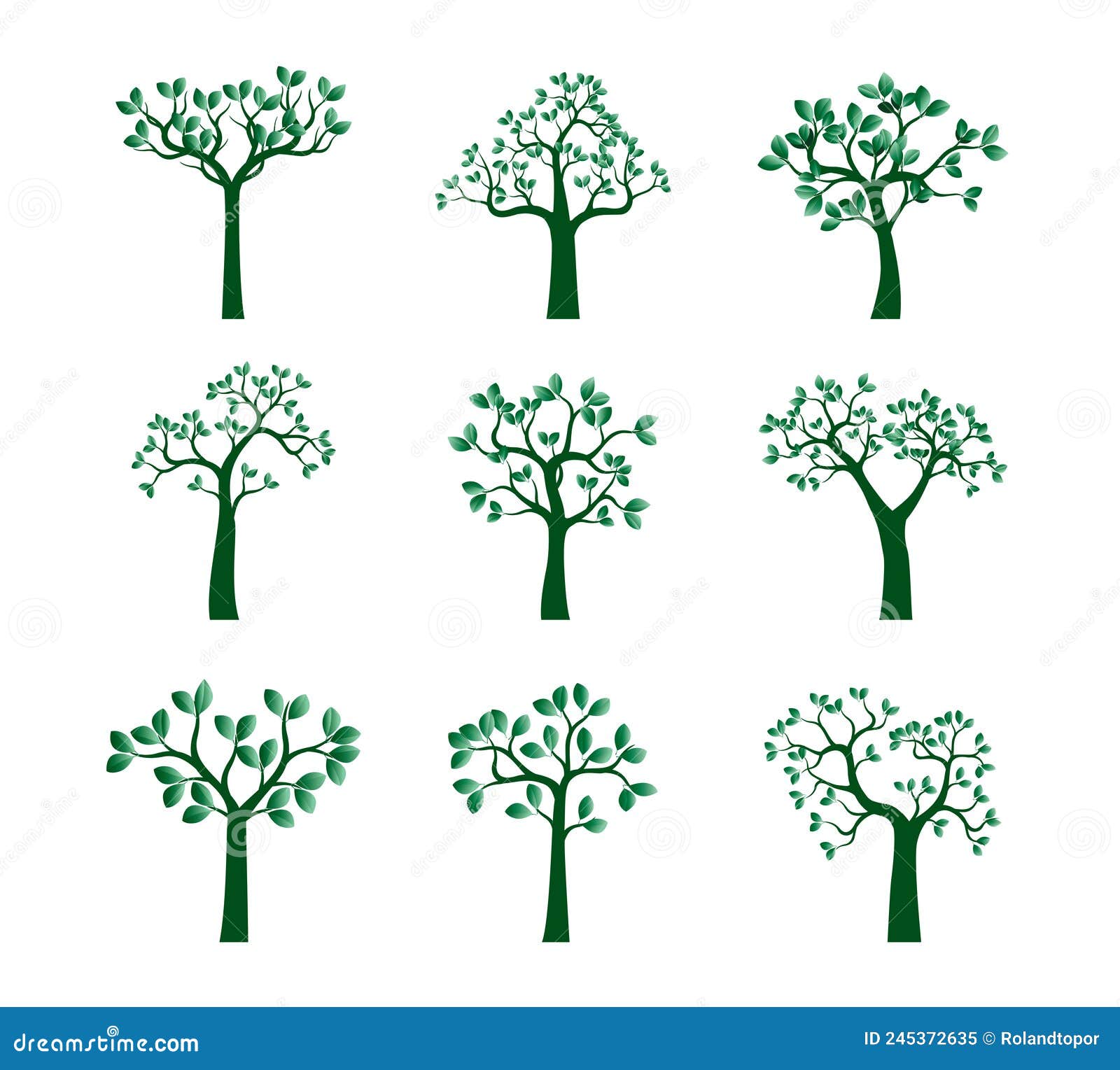 Vector Tree, Outline Decoration Elements. Stock Vector - Illustration ...