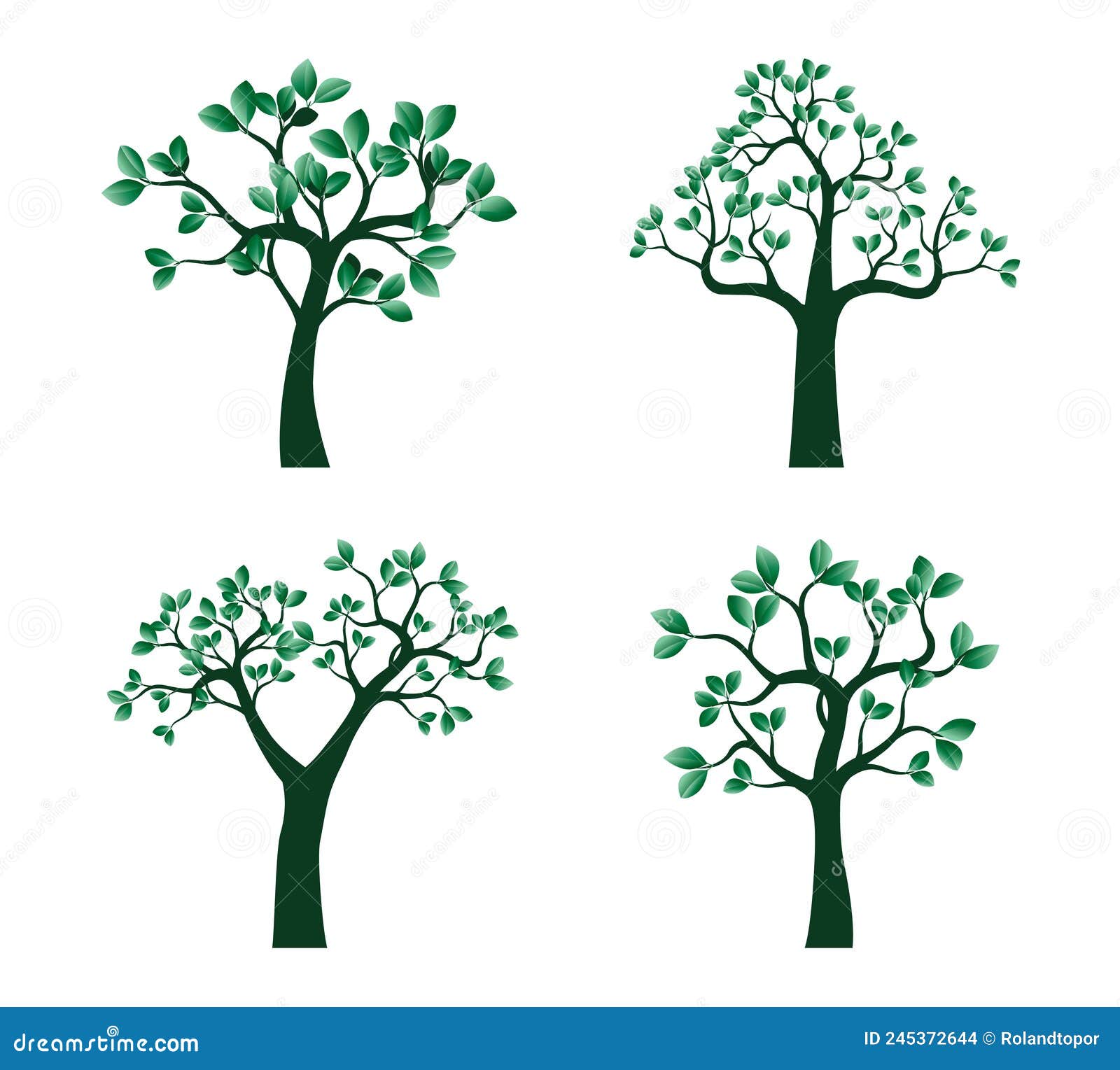 Vector Tree, Outline Decoration Elements. Stock Vector - Illustration ...