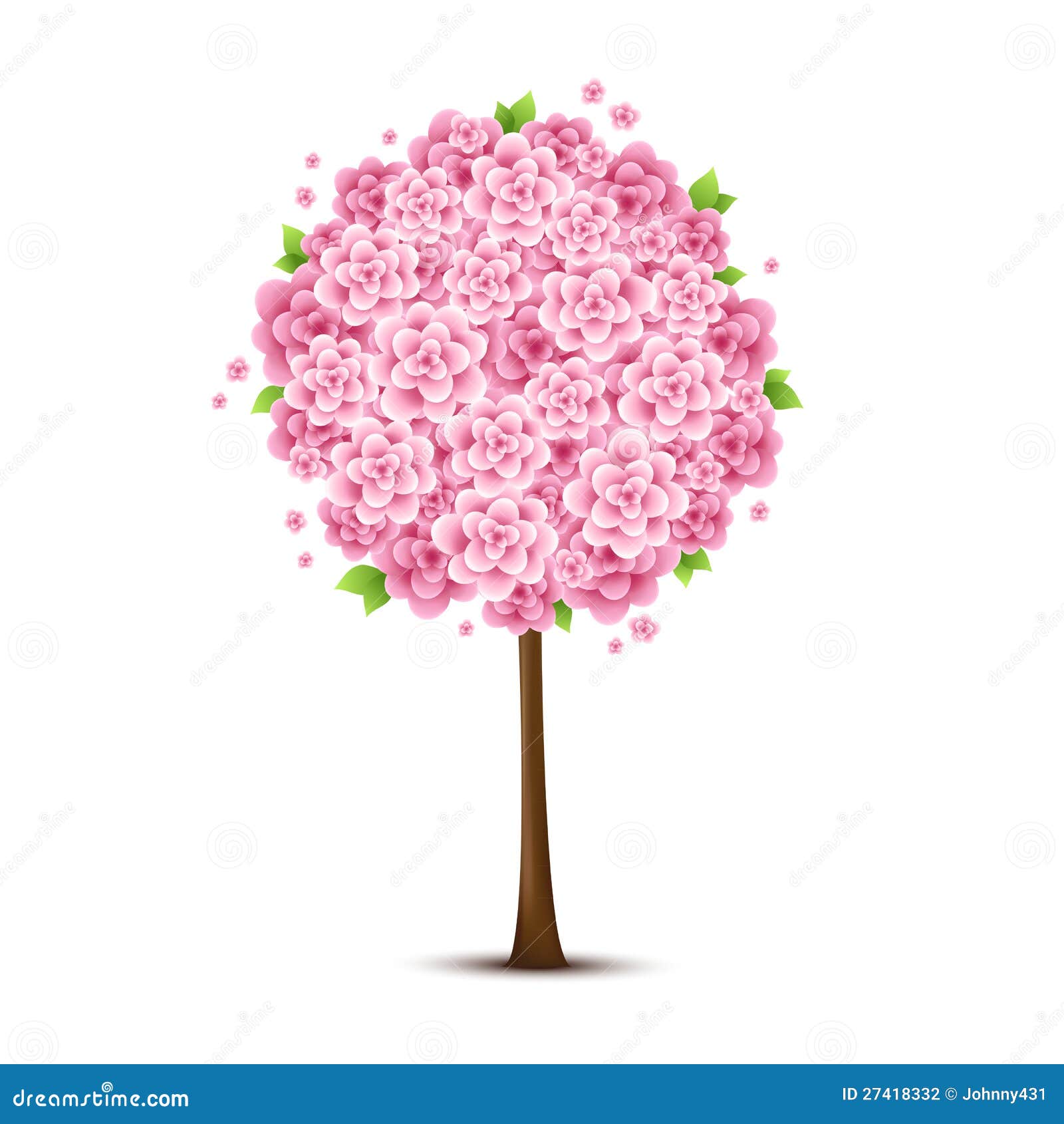Vector Tree with Pink Flowers Stock Vector - Illustration of beautiful ...