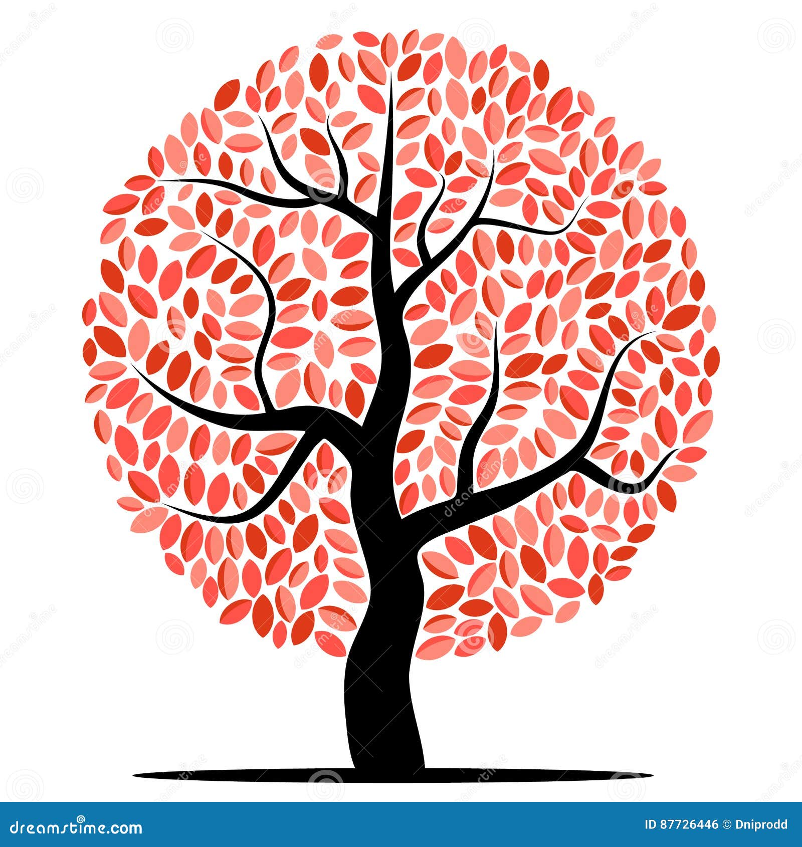 Vector Tree with Red Leaves Stock Vector - Illustration of concept ...
