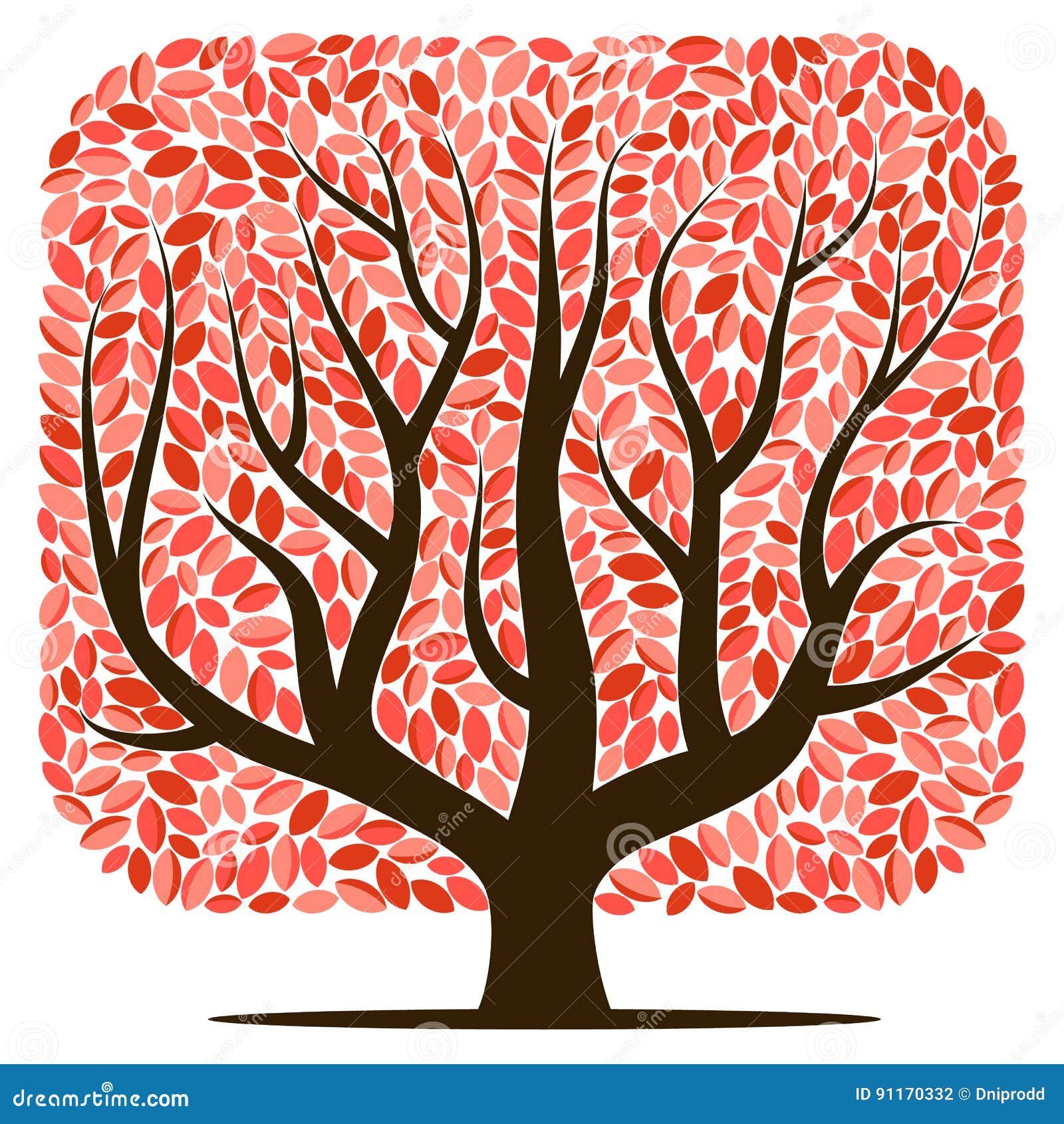 Vector Tree with Red Leaves Stock Vector - Illustration of environment ...