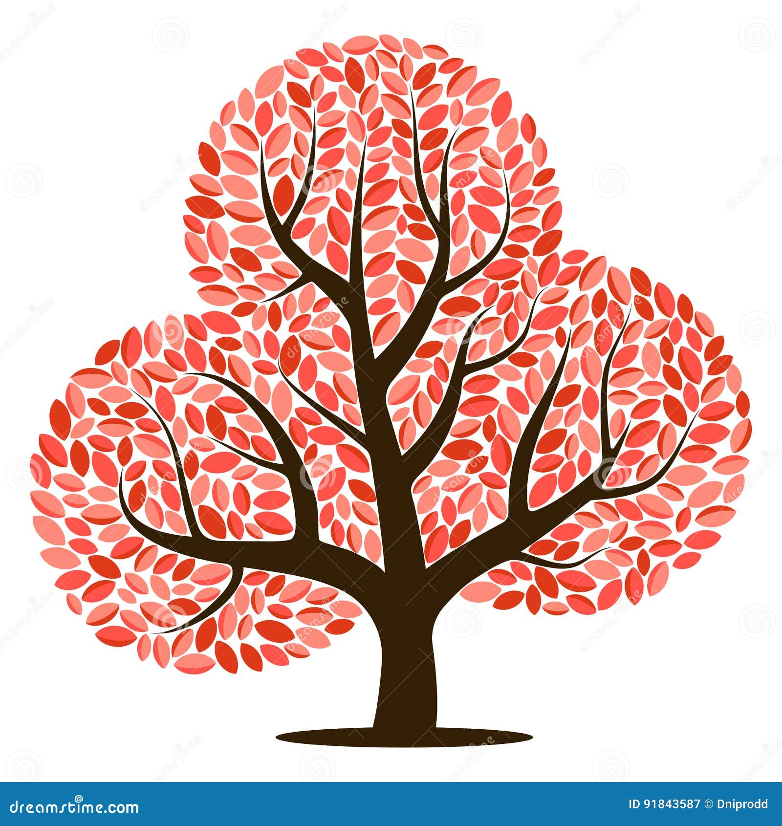 Vector Tree with Red Leaves Stock Vector - Illustration of card ...