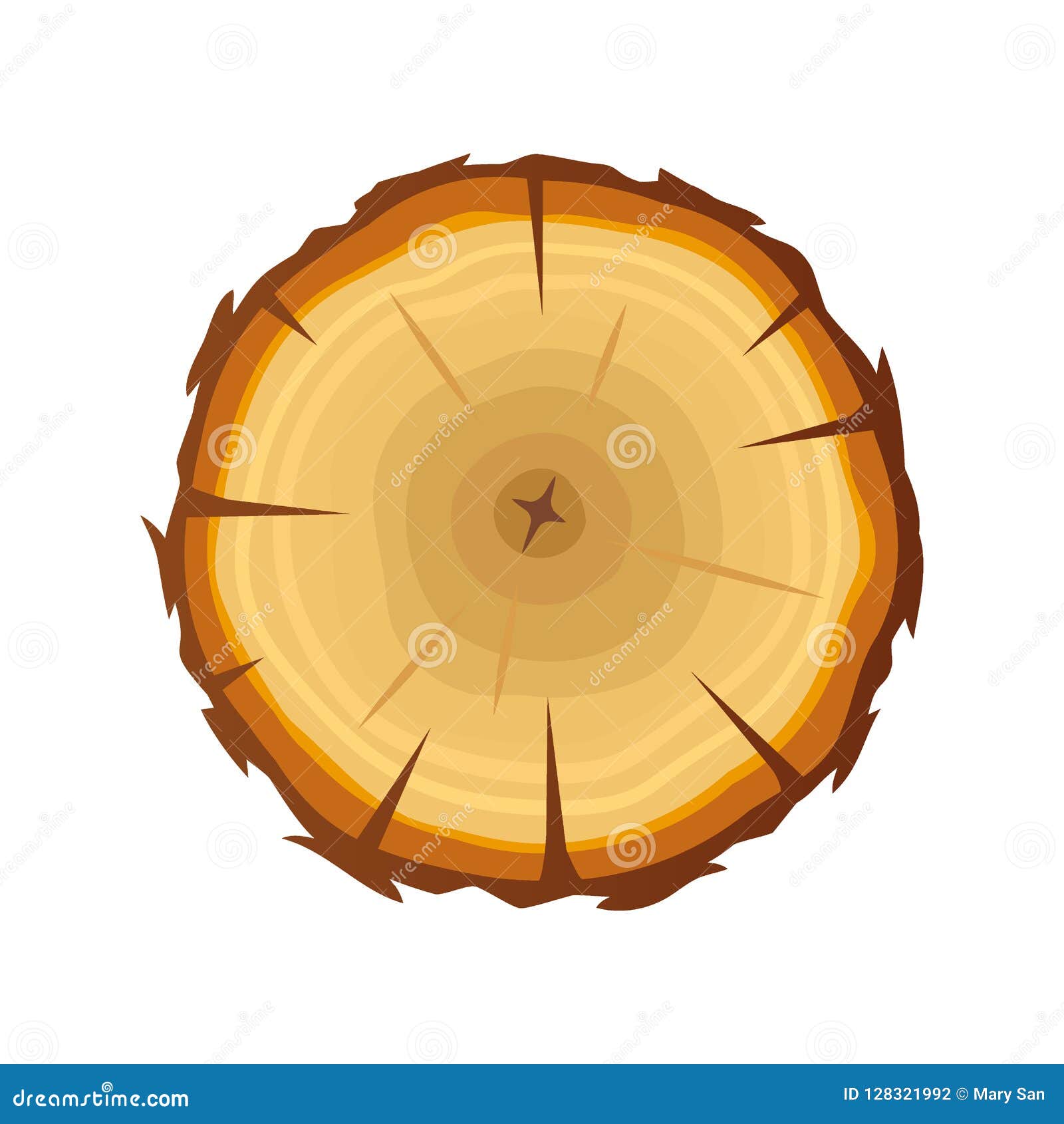 Vector Tree Ring Wood Log Isolated on White. Stock Vector ...