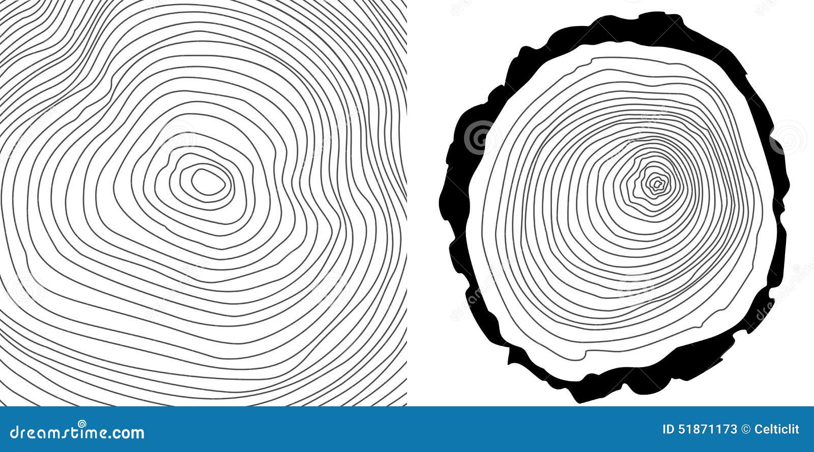 Vector Tree Rings Background and Tree Log Cutted Stock Vector ...