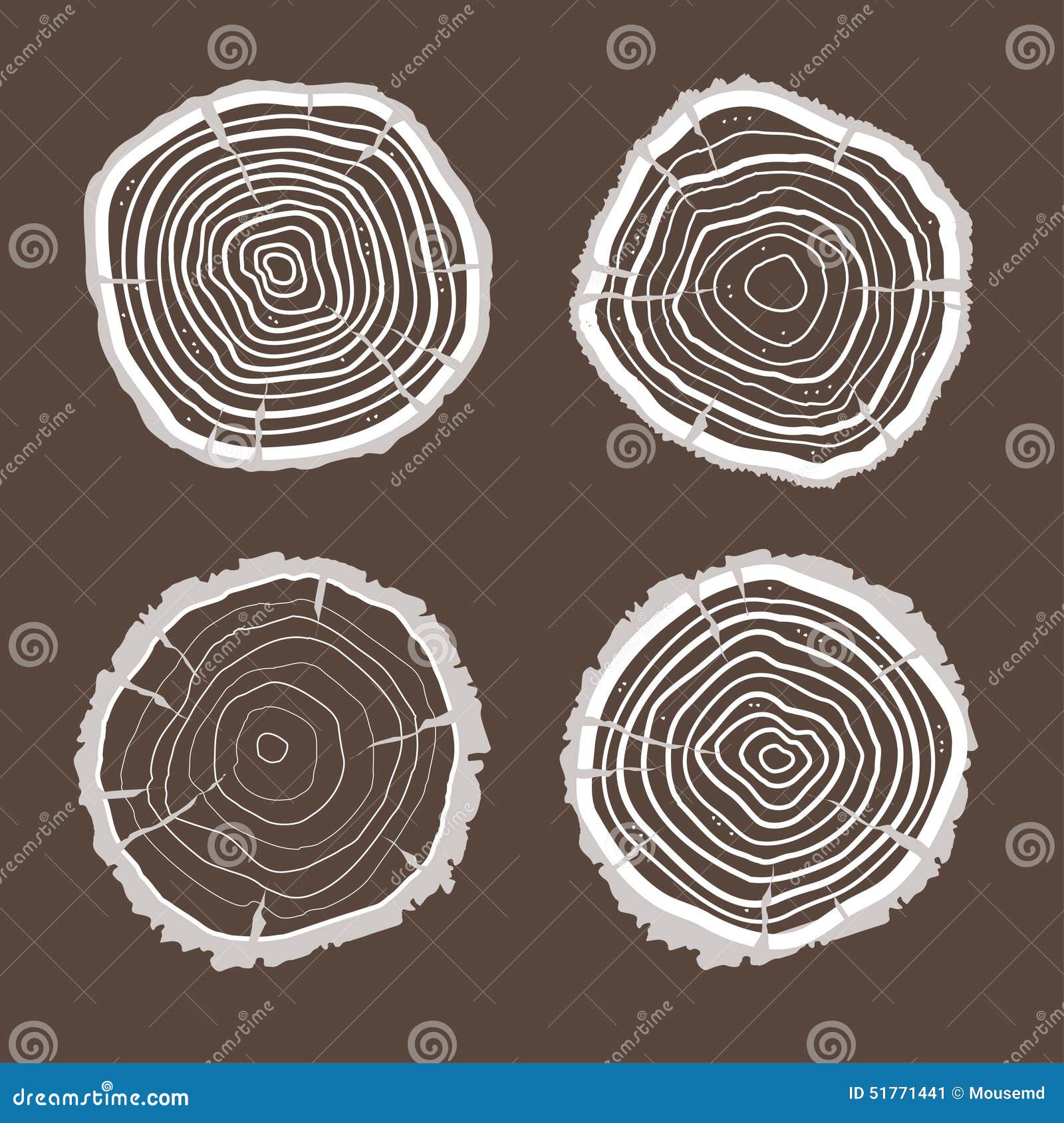 Vector Tree Rings Set. Flat Design Stock Vector - Illustration of ...