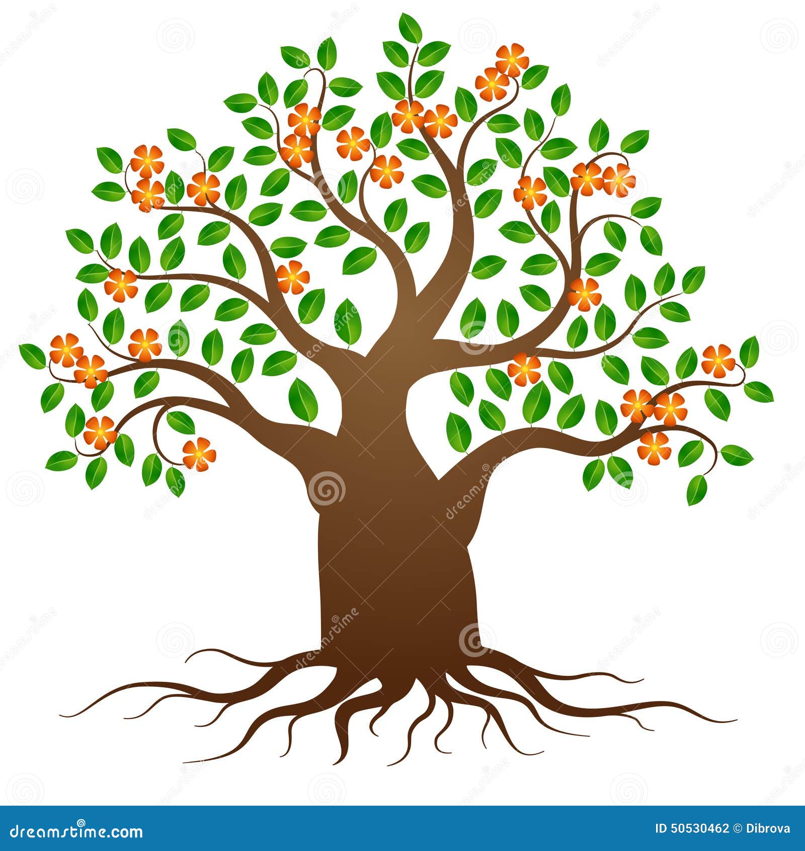 Vector Tree with Roots and Flowers Stock Vector - Illustration of ... Vector Tree with Roots and Flowers Stock Vector - Illustration of ...