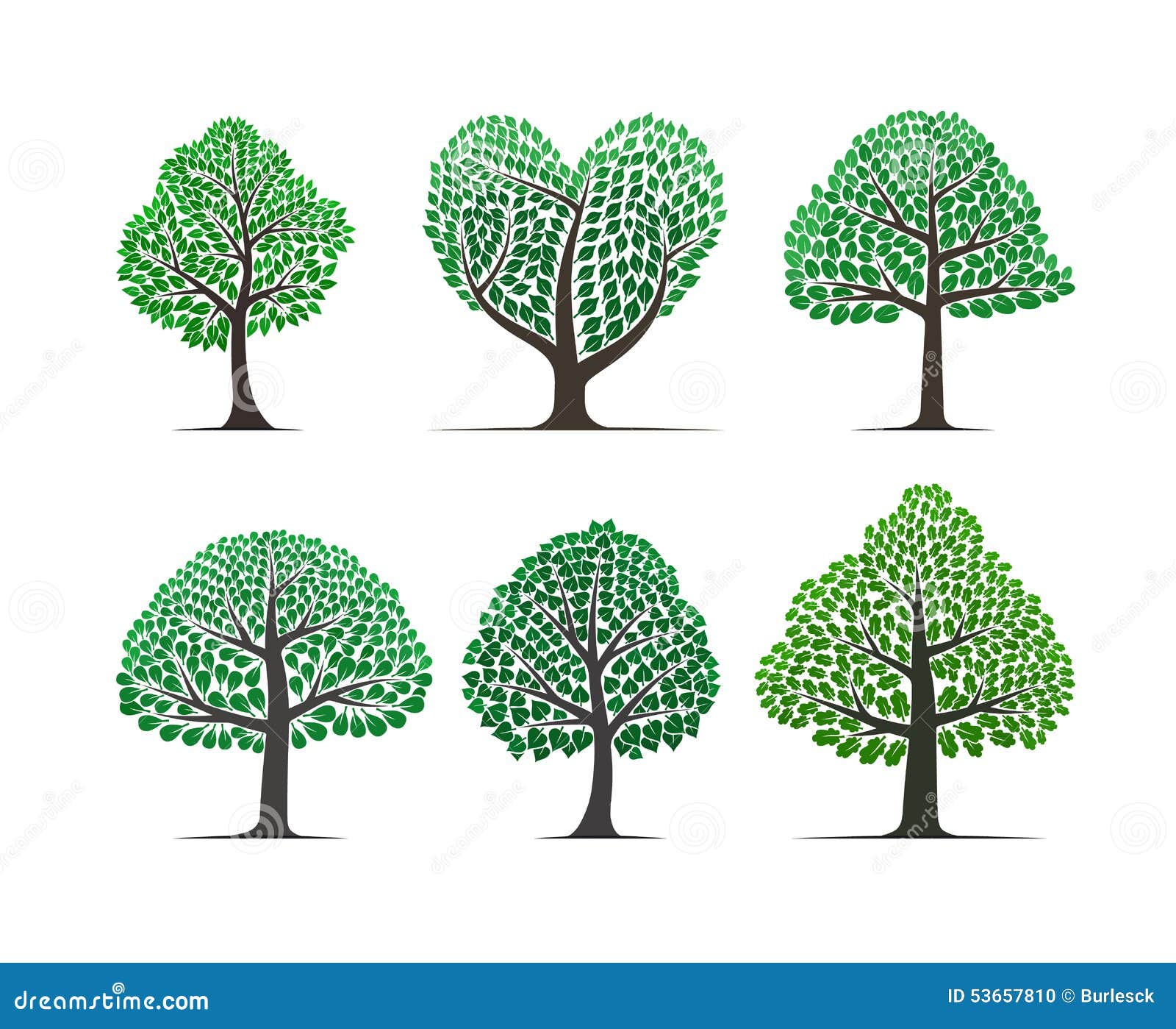 Vector tree set stock vector. Illustration of decoration - 53657810