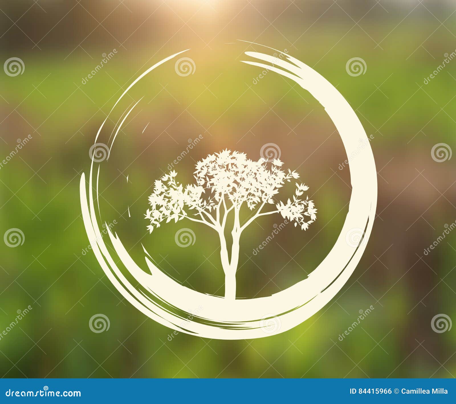 Vector Tree and Zen Circle on Natural Background Stock Vector ...