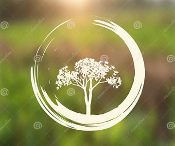 Vector Tree and Zen Circle on Natural Background Stock Vector ...