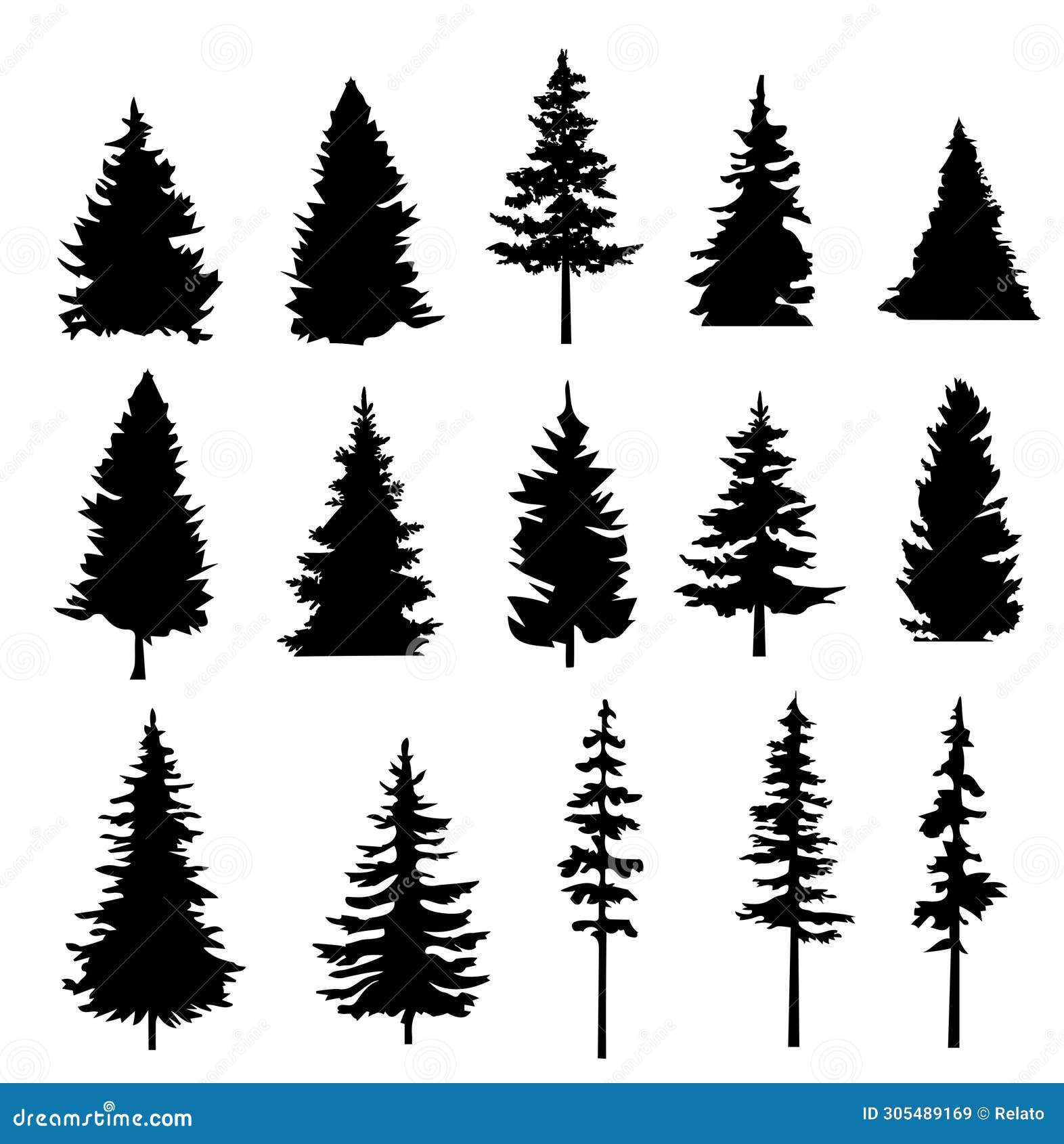 Vector Trees Bundle, Fir Tees, Pine Trees. Stock Illustration ...