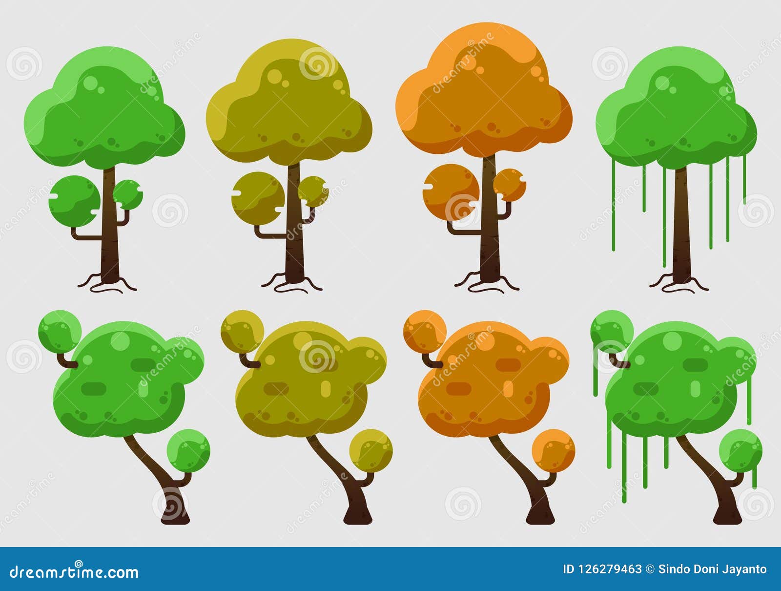 Vector of Trees with Many Colours Stock Illustration - Illustration of ...