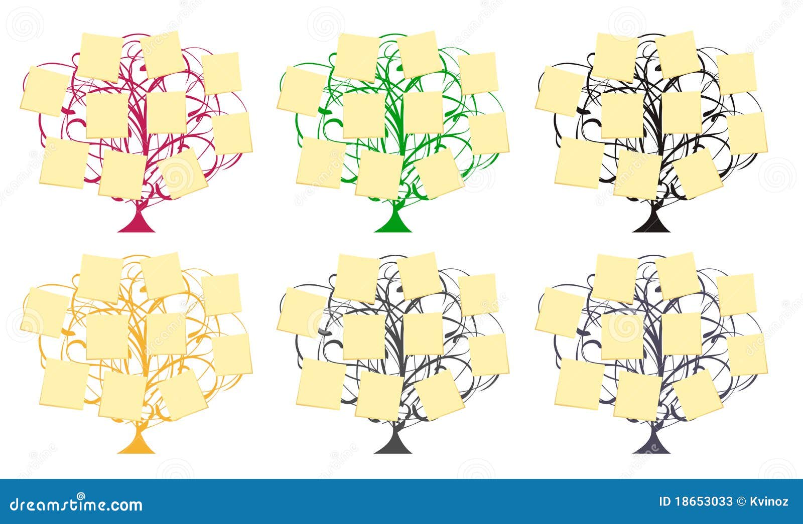 Vector trees with memos stock vector. Illustration of silhouette - 18653033