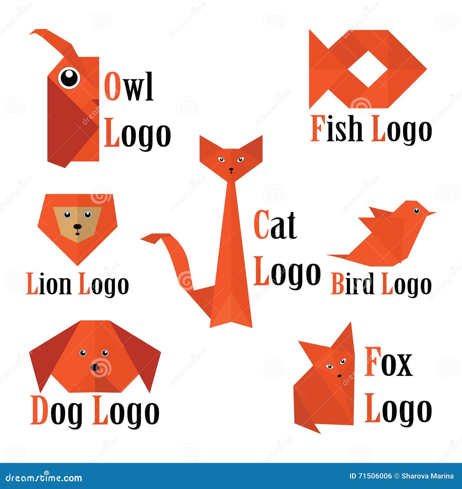 Vector Trendy Animals Logo in Origami Style Stock Vector - Illustration ...