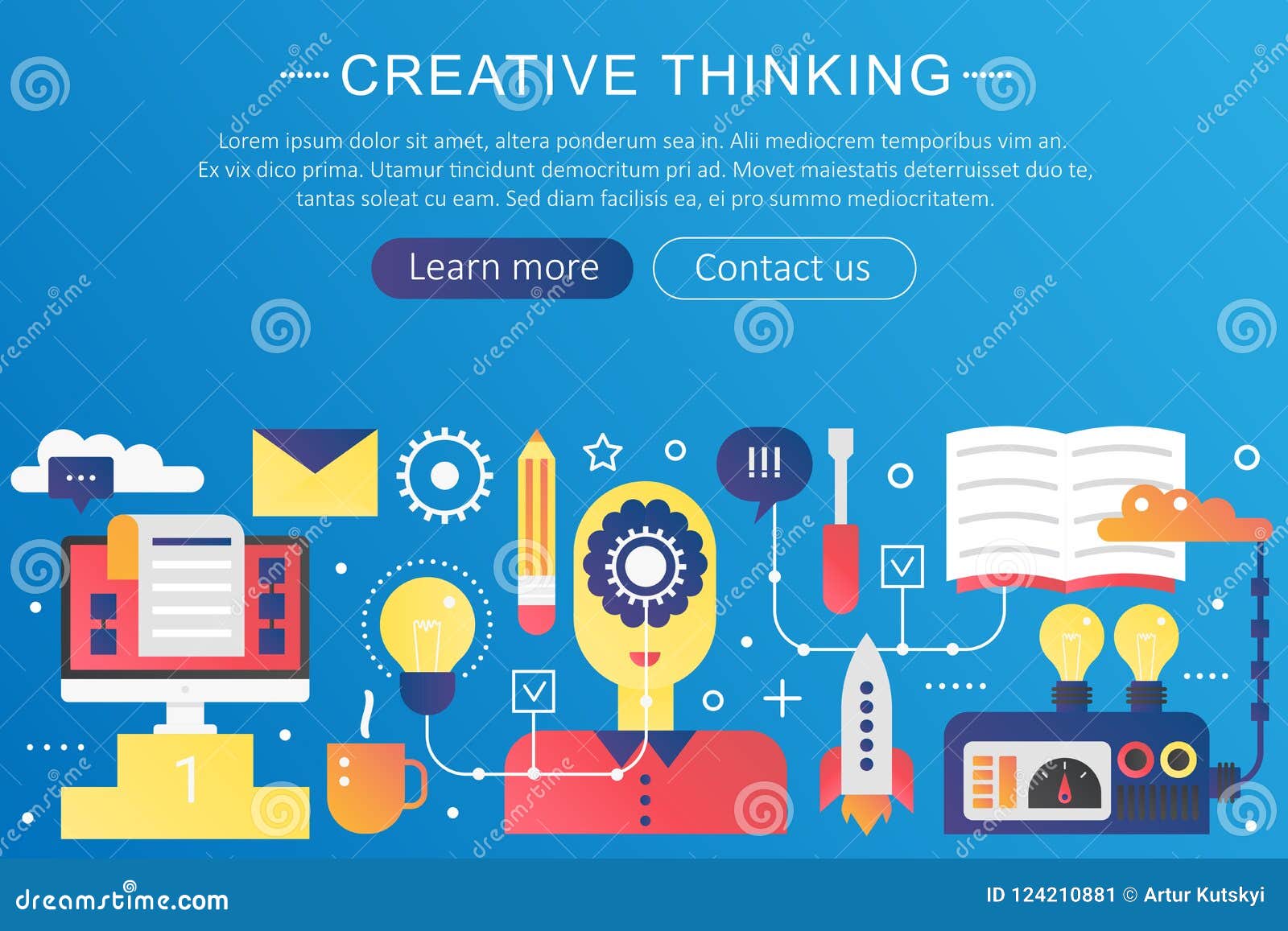 Vector Trendy Flat Gradient Color Creative Thinking, Fresh New Idea ...