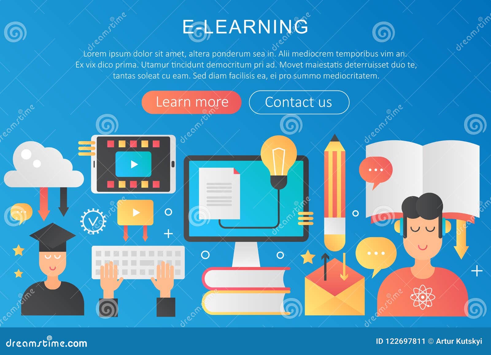 Vector Trendy Flat Gradient Color Elearning Online Learning Concept ...