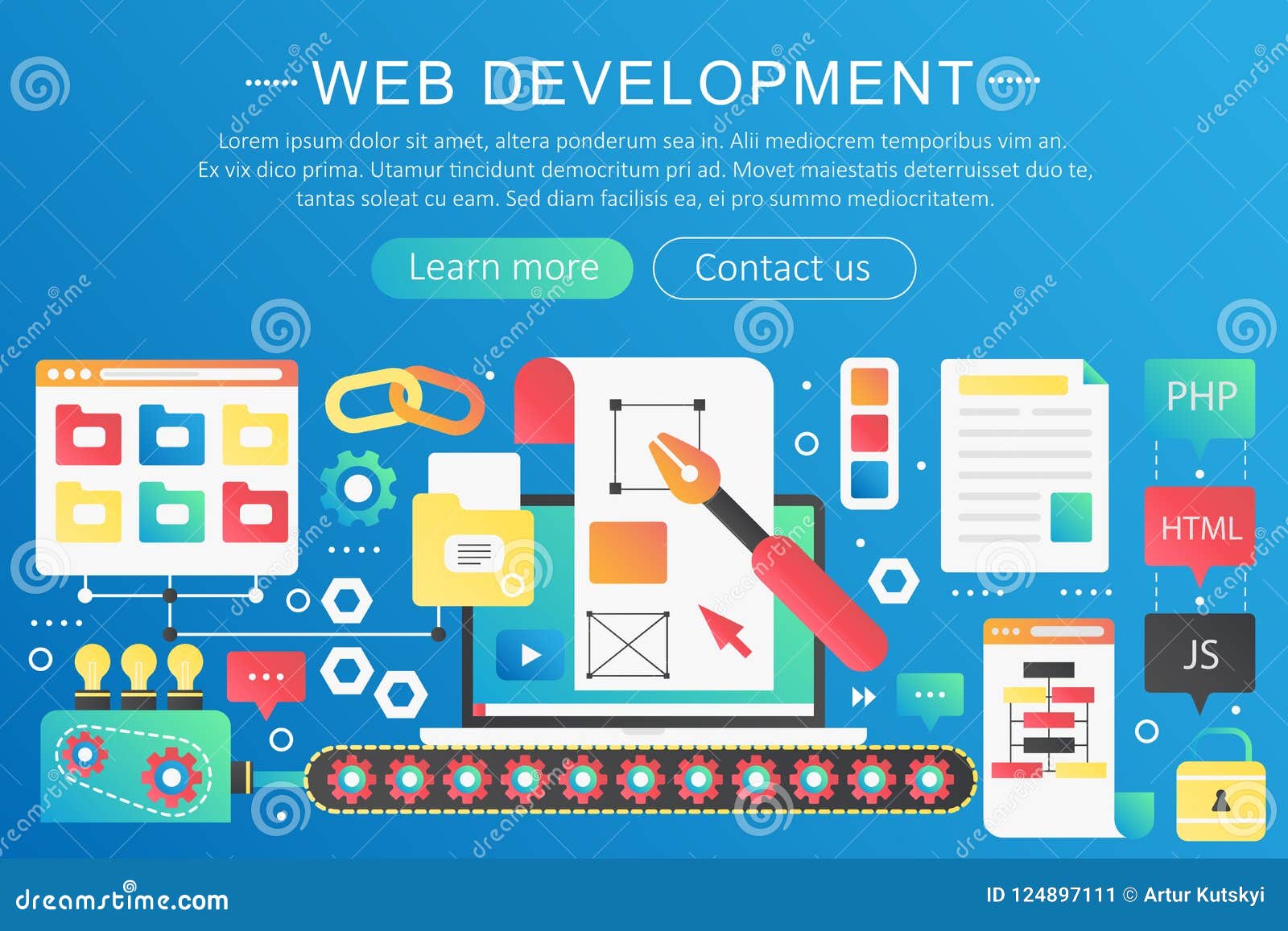 Vector Trendy Flat Gradient Color Web Development Concept Template ...