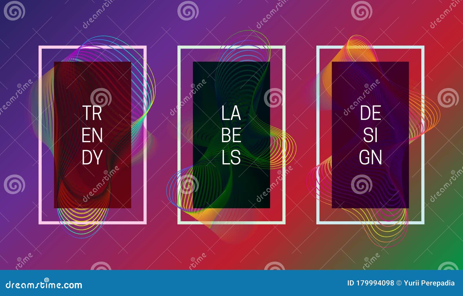 Vector Trendy Labels Design. Set of Colorful Frames with Guilloche ...