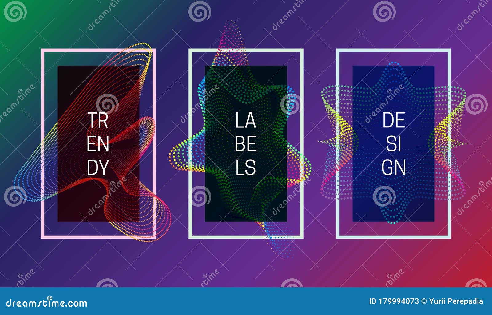 Vector Trendy Labels Design. Set of Frames with Colorful Array of Dots ...