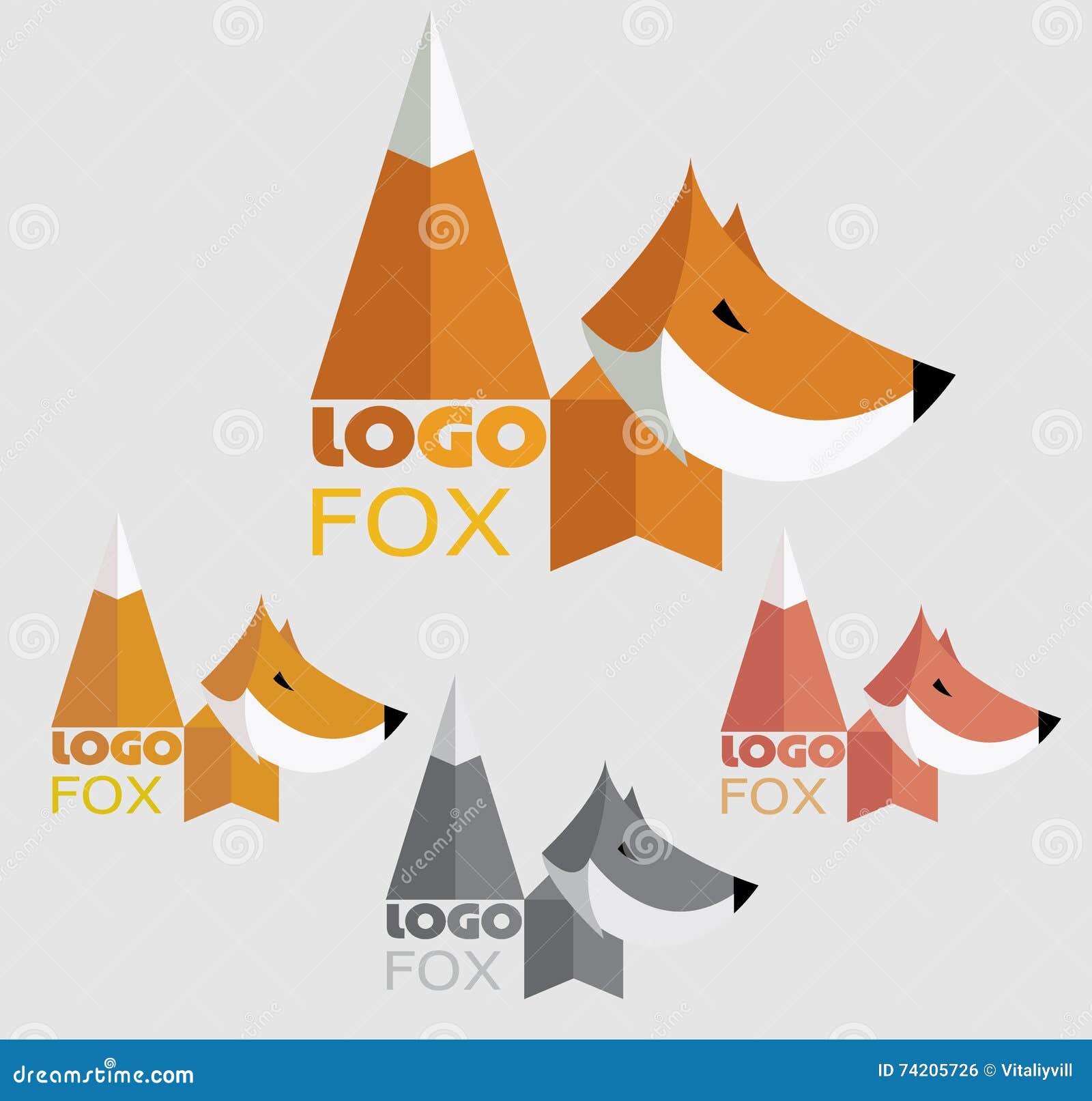 Vector Trendy Minimalistic Fox Logo in Flat Style. Stock Vector ...