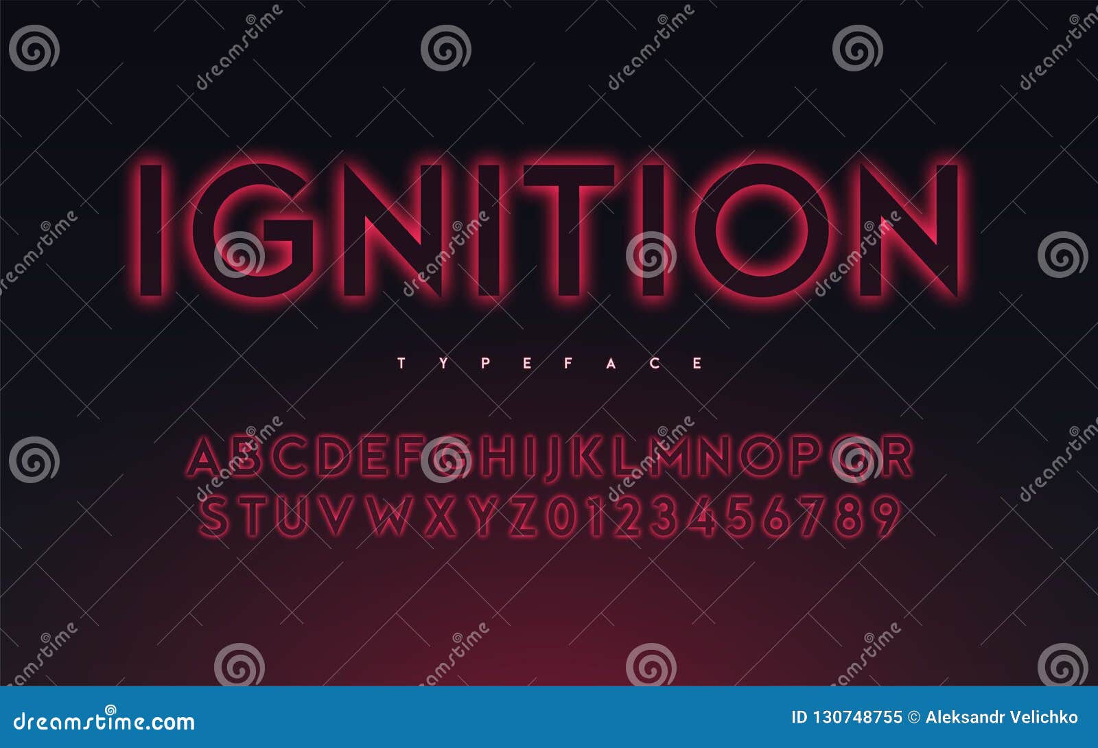 Vector Trendy Neon Light or Eclipse Style Glowing Font Design, a Stock ...