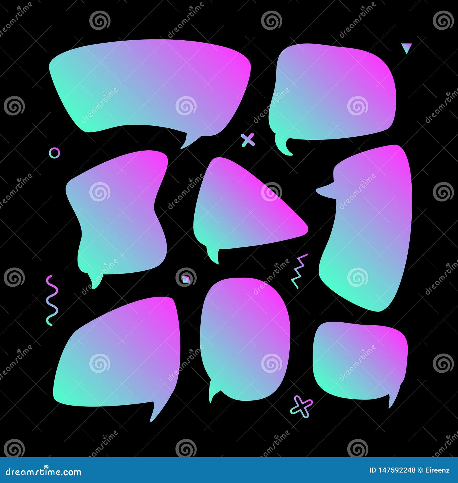 Vector Trendy Set with Speech Bubbles in Modern Gradient Design with ...