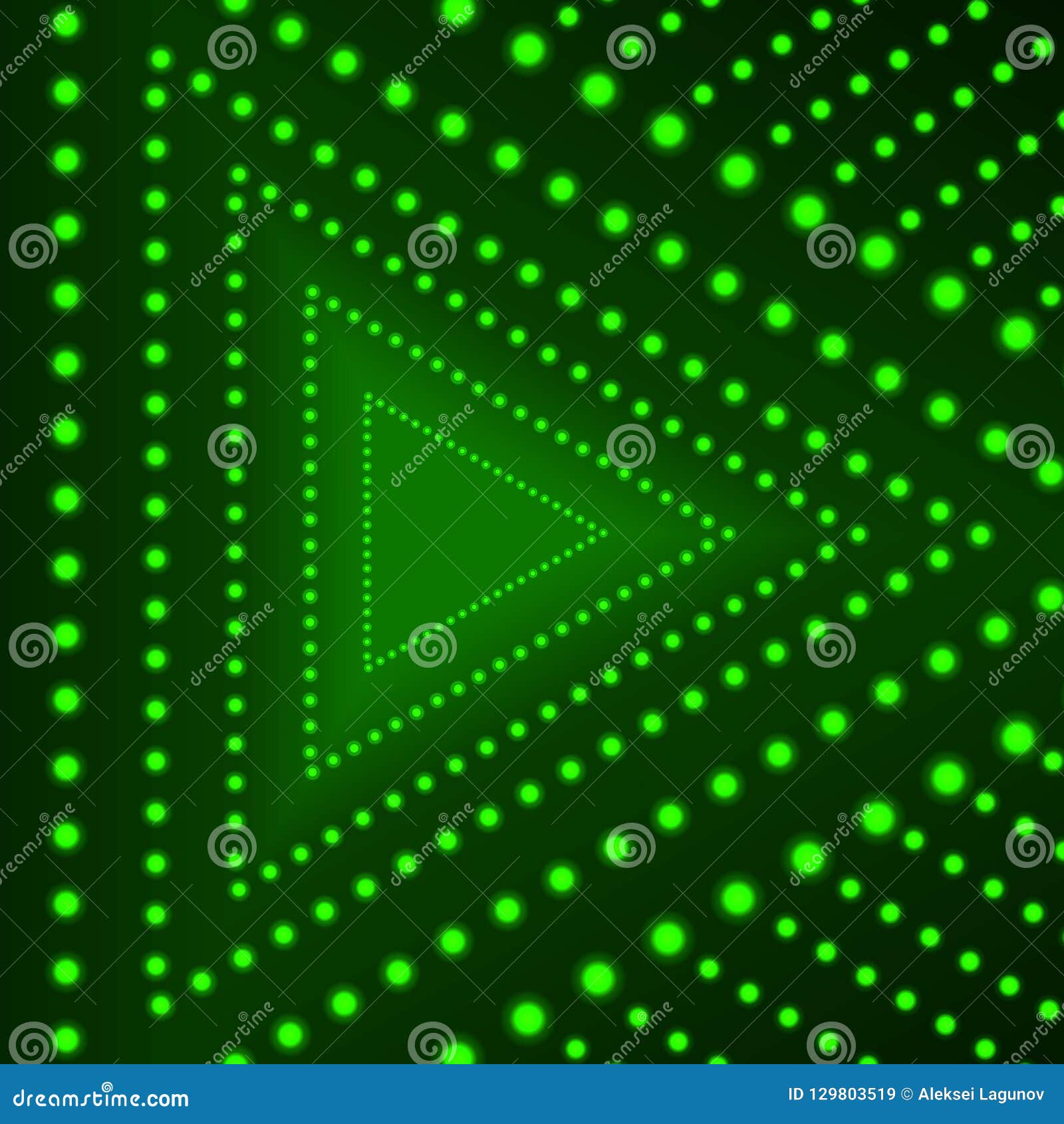 Vector Triangle Background, Glowing Circles, Green Lights on Dark ...