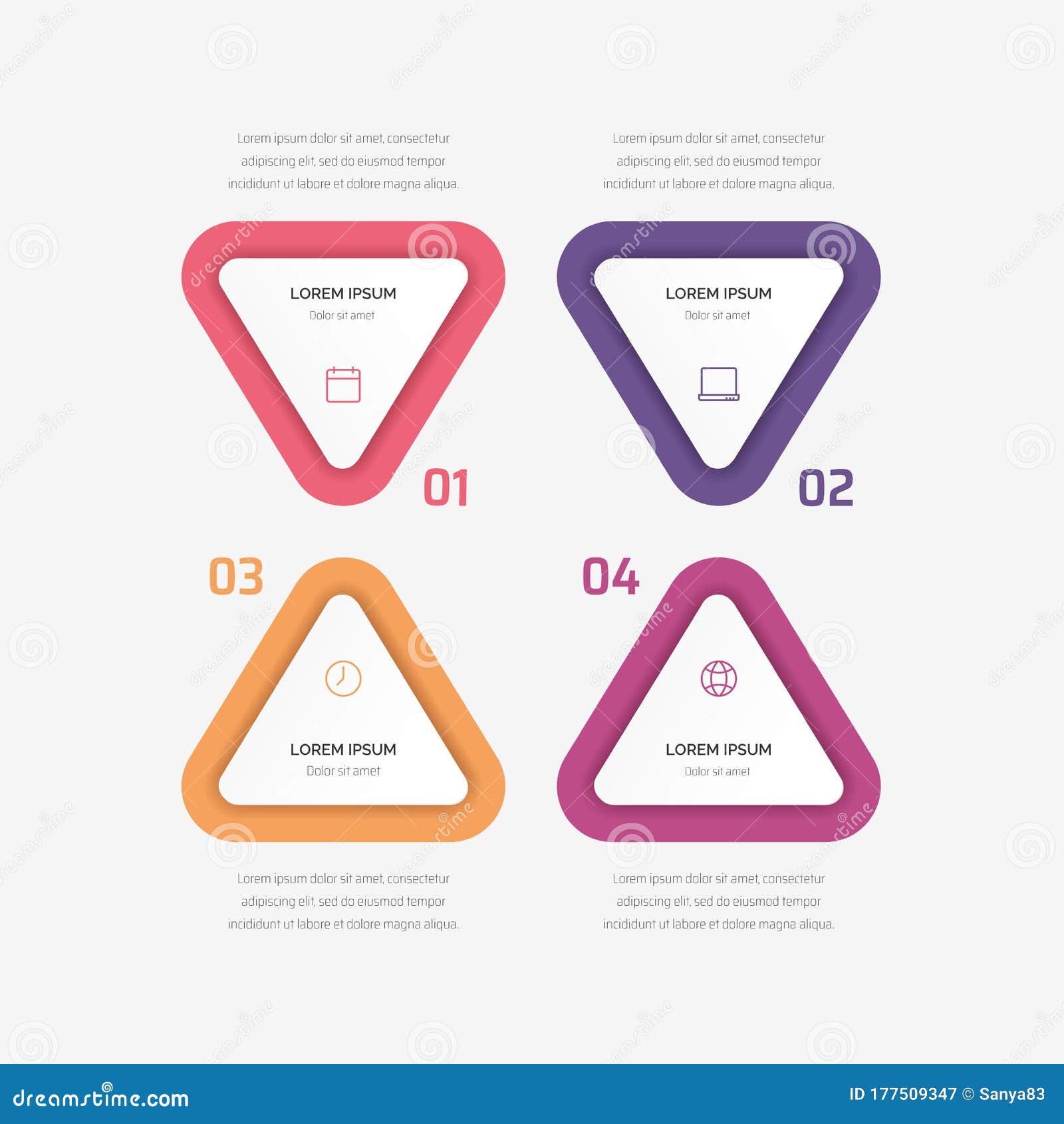 Vector Triangle Element Infographic. Business Concept with 4 Options ...