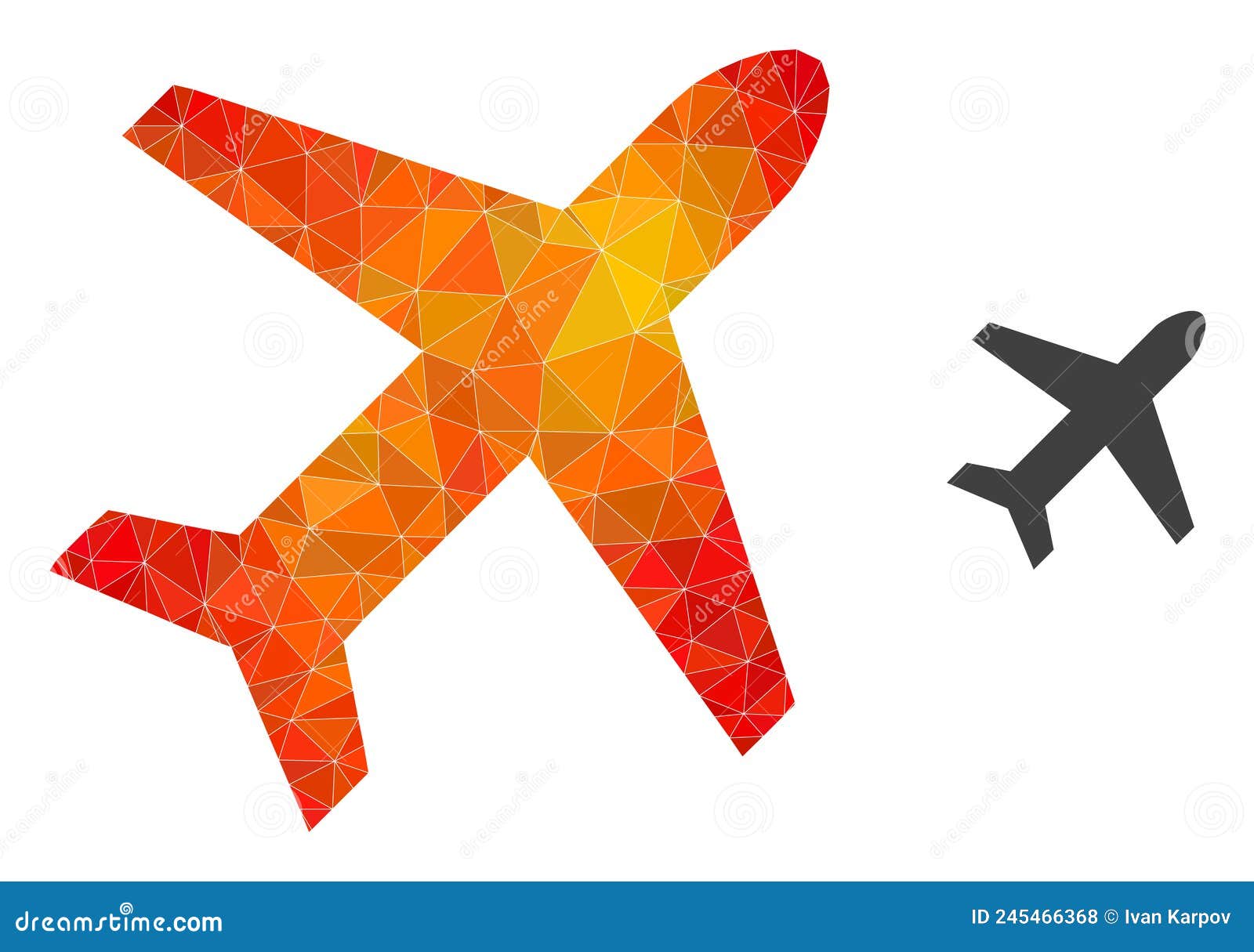 Vector Triangle Filled Airplane Icon with Flame Gradient Stock Vector ...