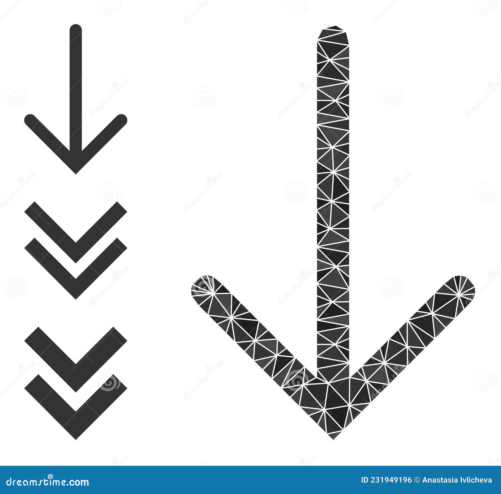 Vector Triangle Filled Arrow Down Icon with Other Icons Stock Vector ...