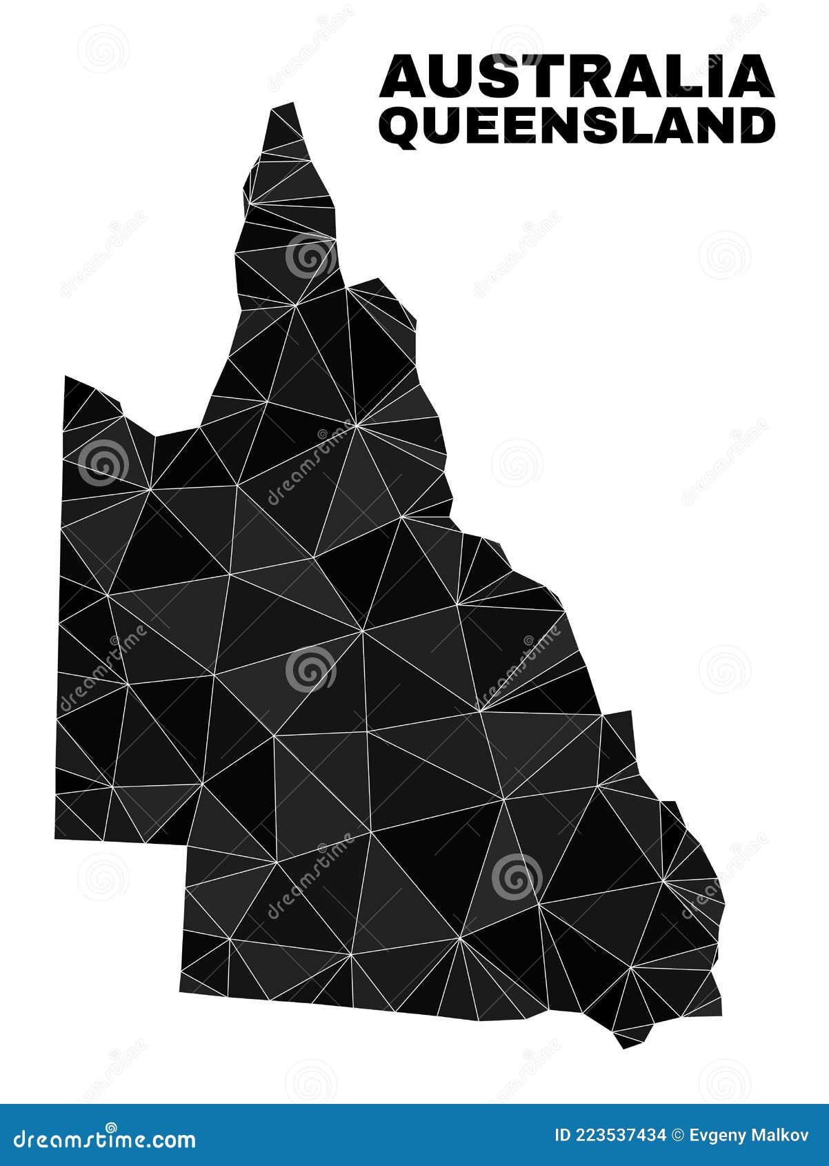 Vector Triangle Filled Australian Queensland Map Stock Vector ...
