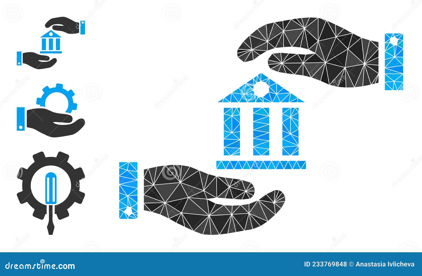 Vector Triangle Filled Bank Service Icon with Similar Icons Stock ...