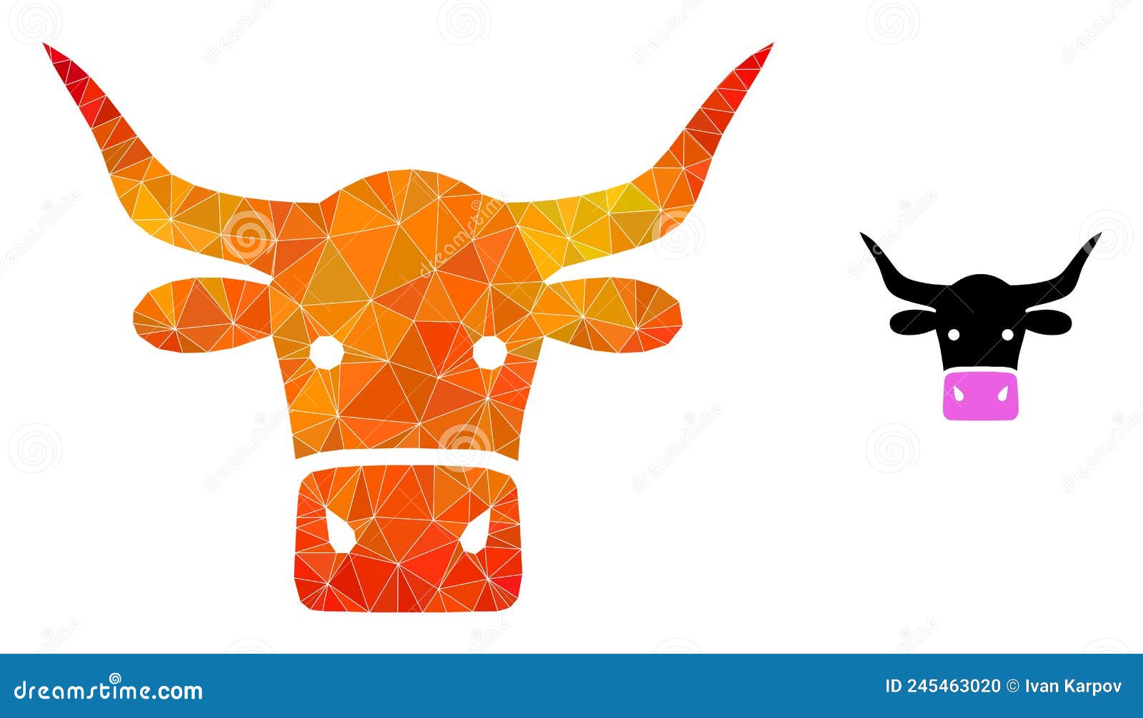 Vector Triangle Filled Beef Head Icon with Flame Gradient Stock Vector ...