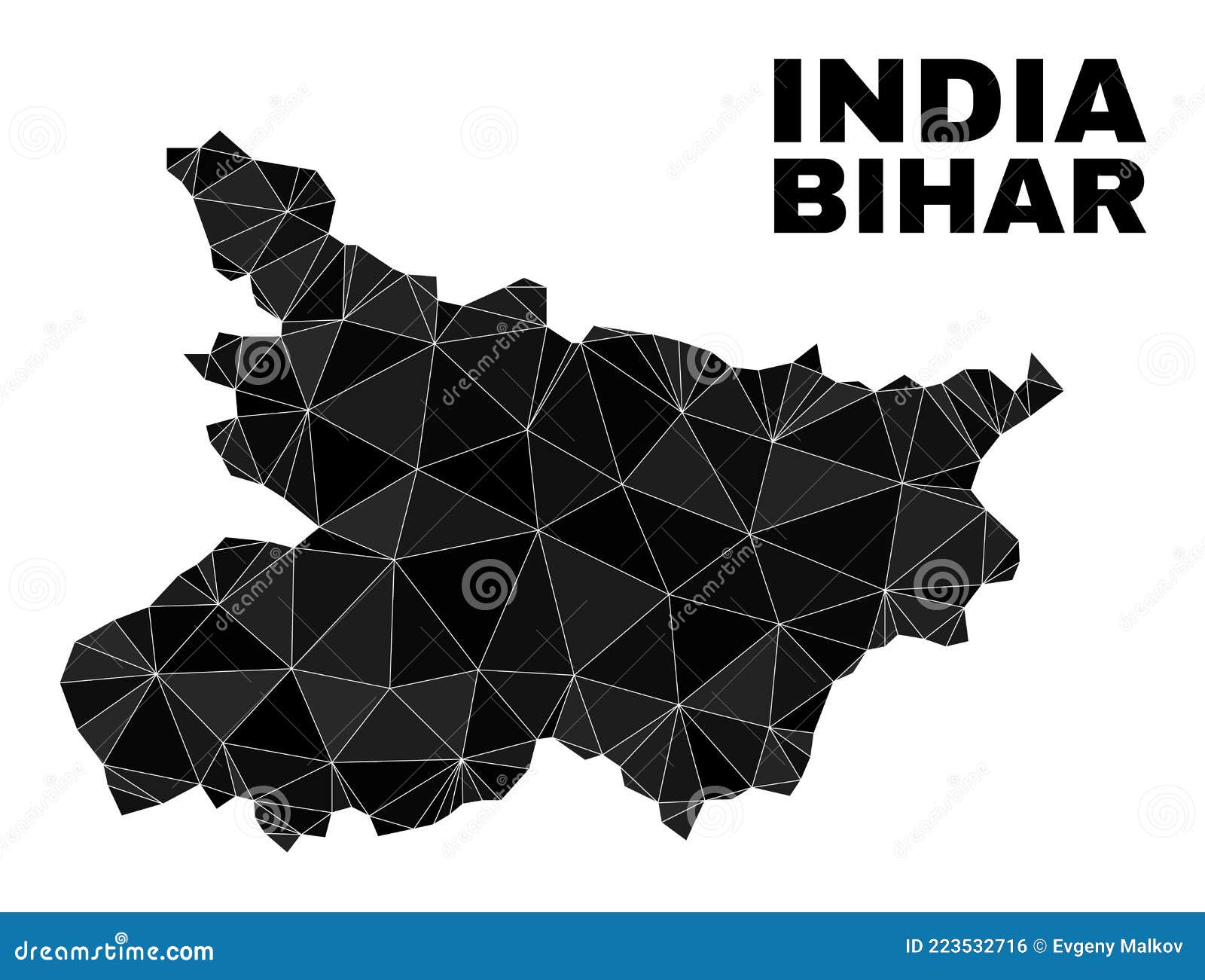 Vector Triangle Filled Bihar State Map Stock Vector - Illustration of ...
