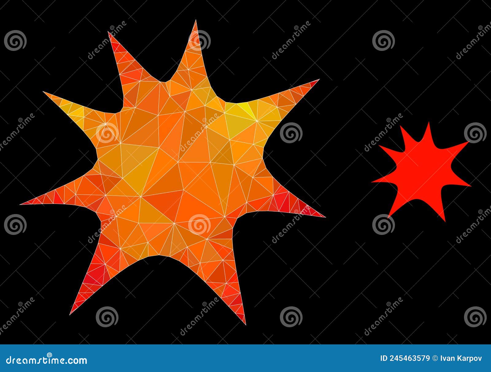 Vector Triangle Filled Boom Splash Icon with Flame Gradient Stock ...