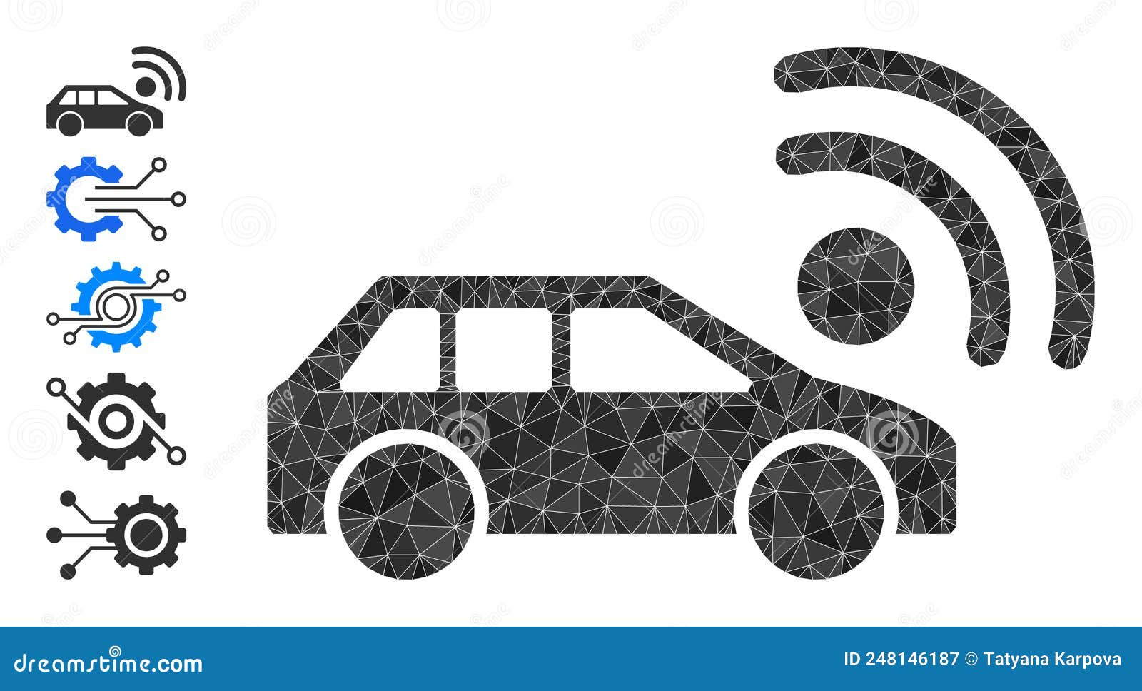 Vector Triangle Filled Car Radar Icon and Additional Icons Stock Vector ...