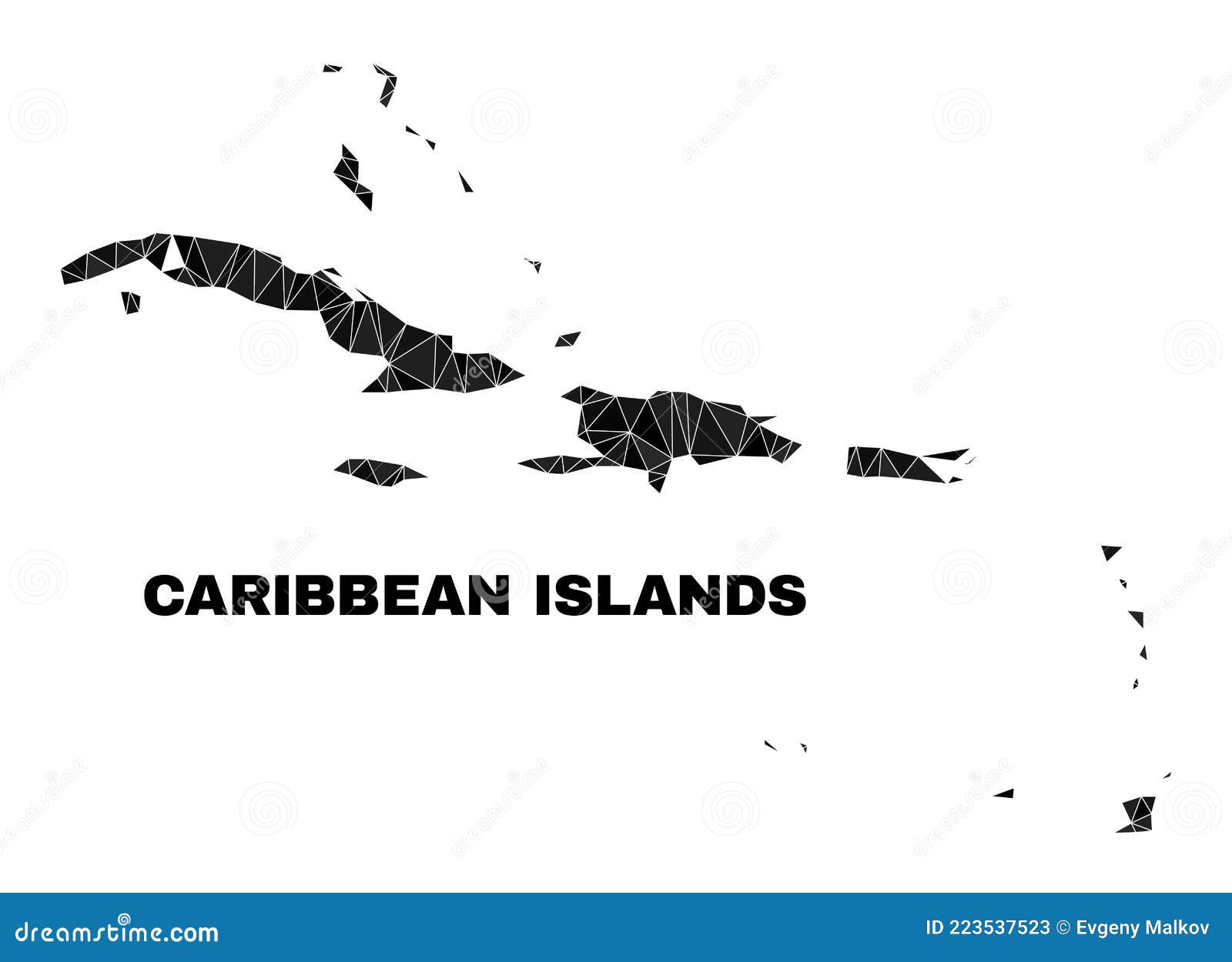 Vector Triangle Filled Caribbean Islands Map Stock Vector ...