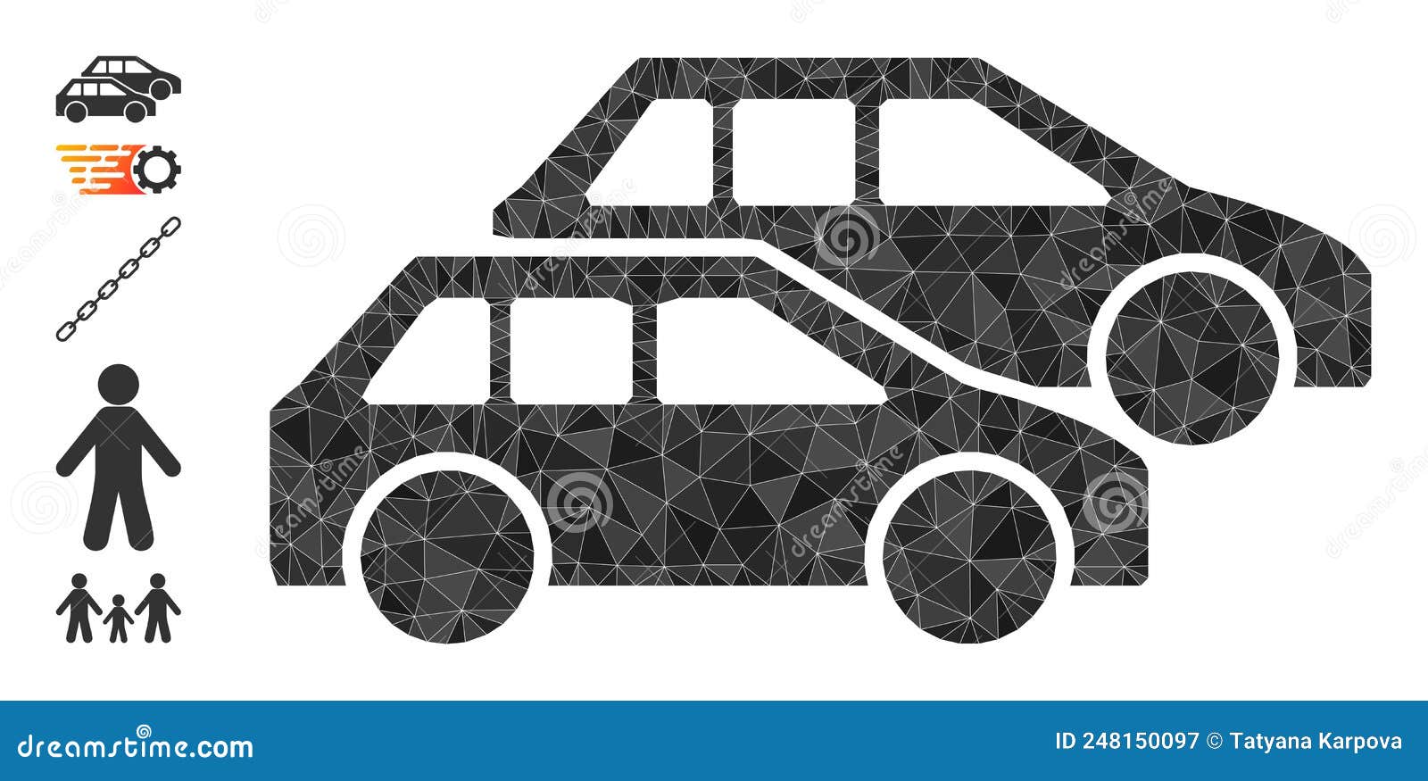 Vector Triangle Filled Cars Icon and Additional Icons Stock Vector ...